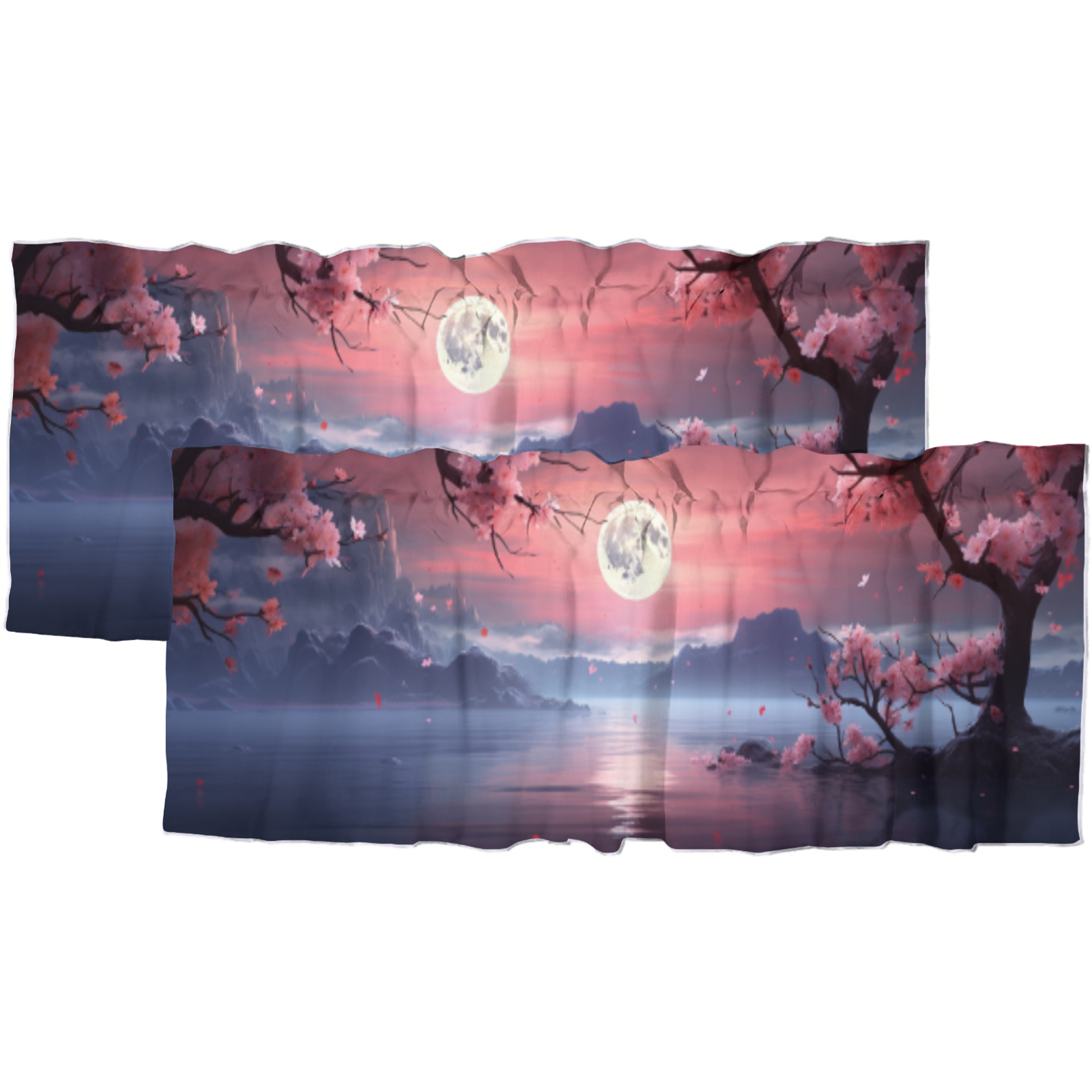 Japanese Cherry Blossom Valance Rod Pocket Window Curtain for Kitchen ...