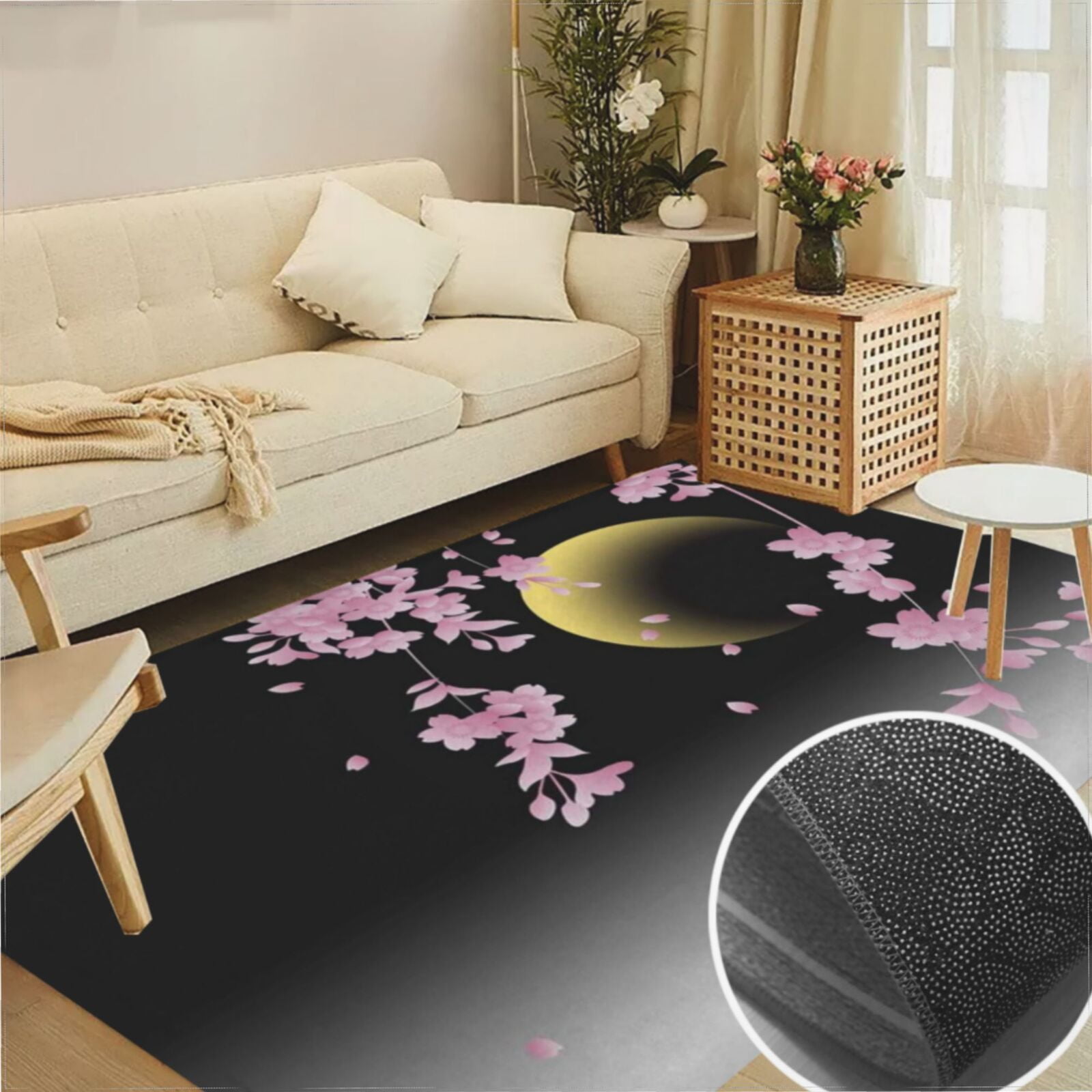 Japanese Cherry Blossoms And Moon Adult Home Decor Bedroom Living Room ...