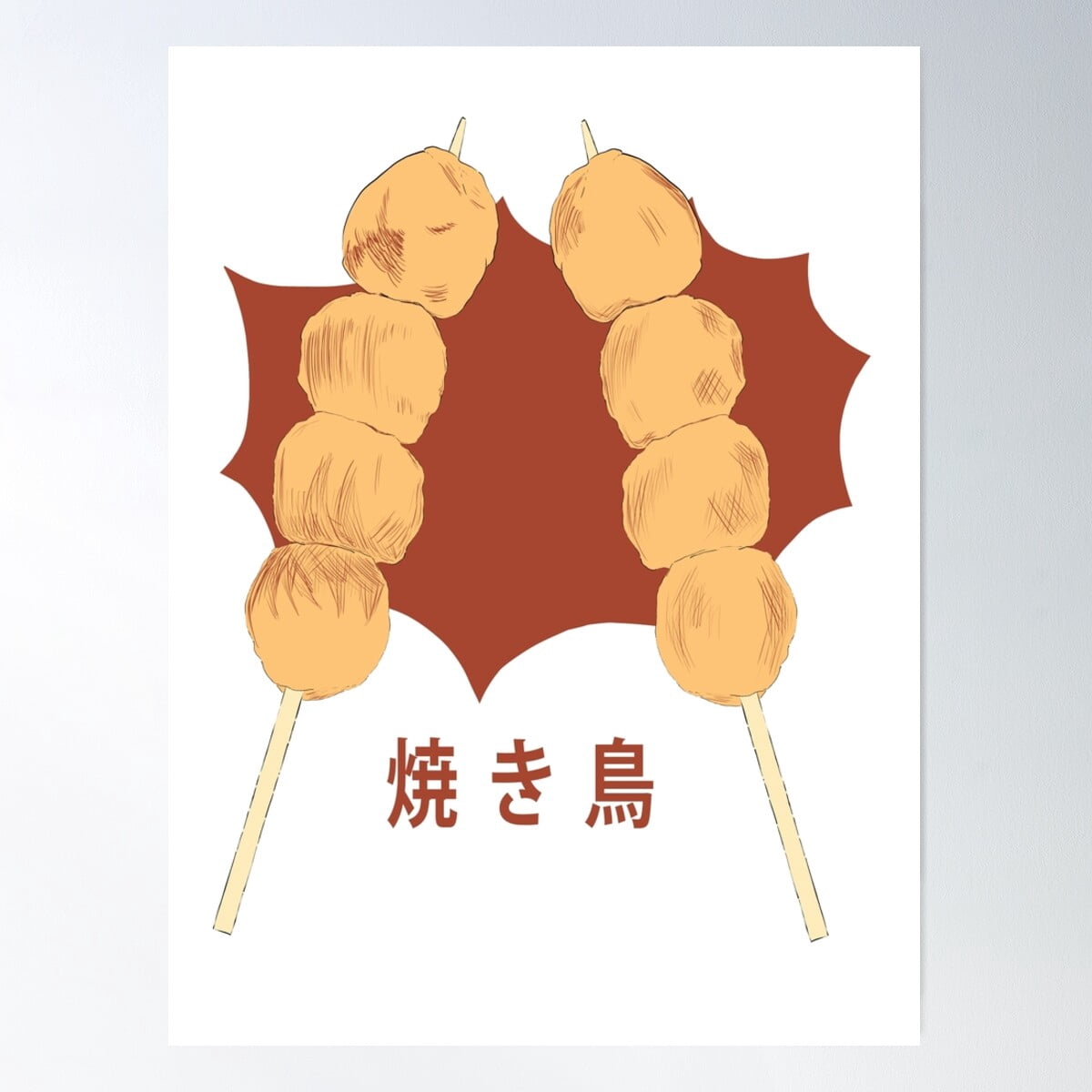 Japanese Chicken Skewer "Yakitori" Poster Wall Art, Modern Wall Decor ...