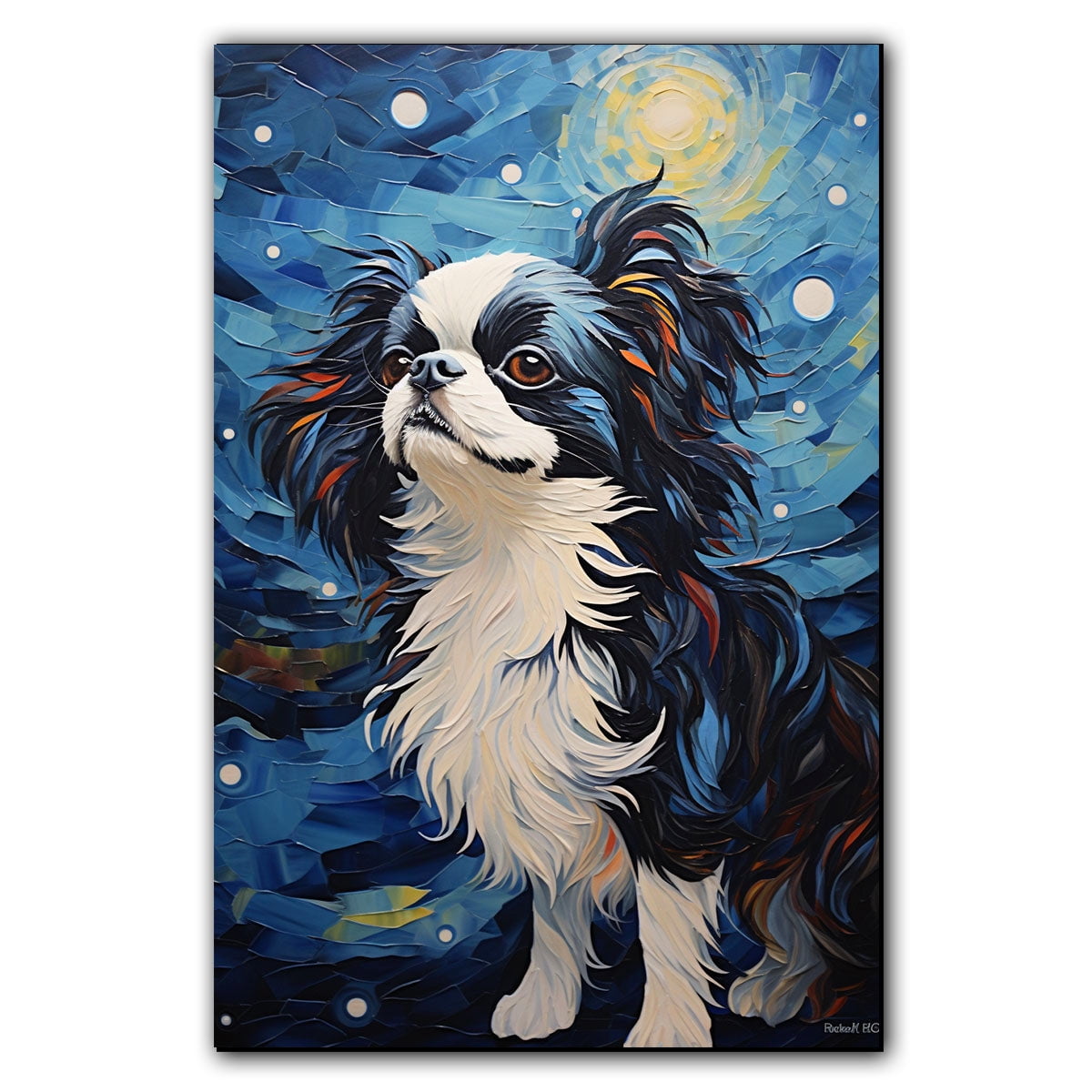 Japanese Chin Art Starry Night Canvas Print of Van Gogh Oil Paintings ...