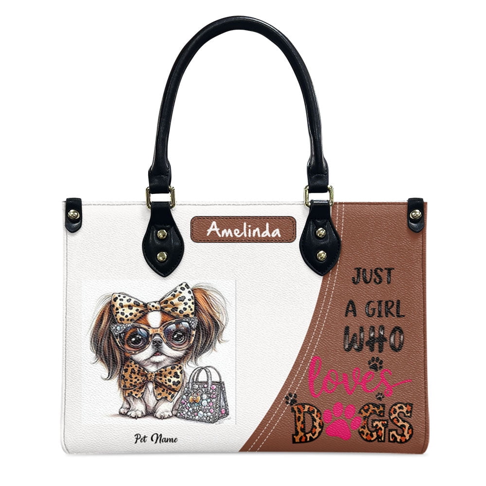 Japanese Chin Dog Bag, Personalized Leather Handbags For Women ...