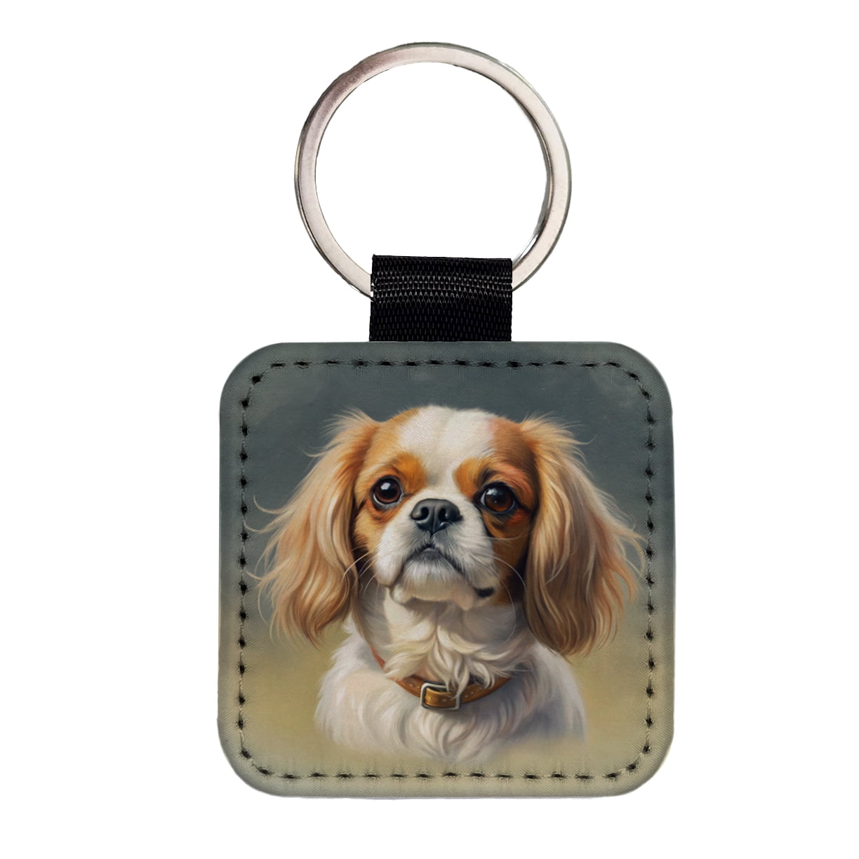 Japanese Chin Dog Illustration Faux Leather Square Keychain - Walmart.com