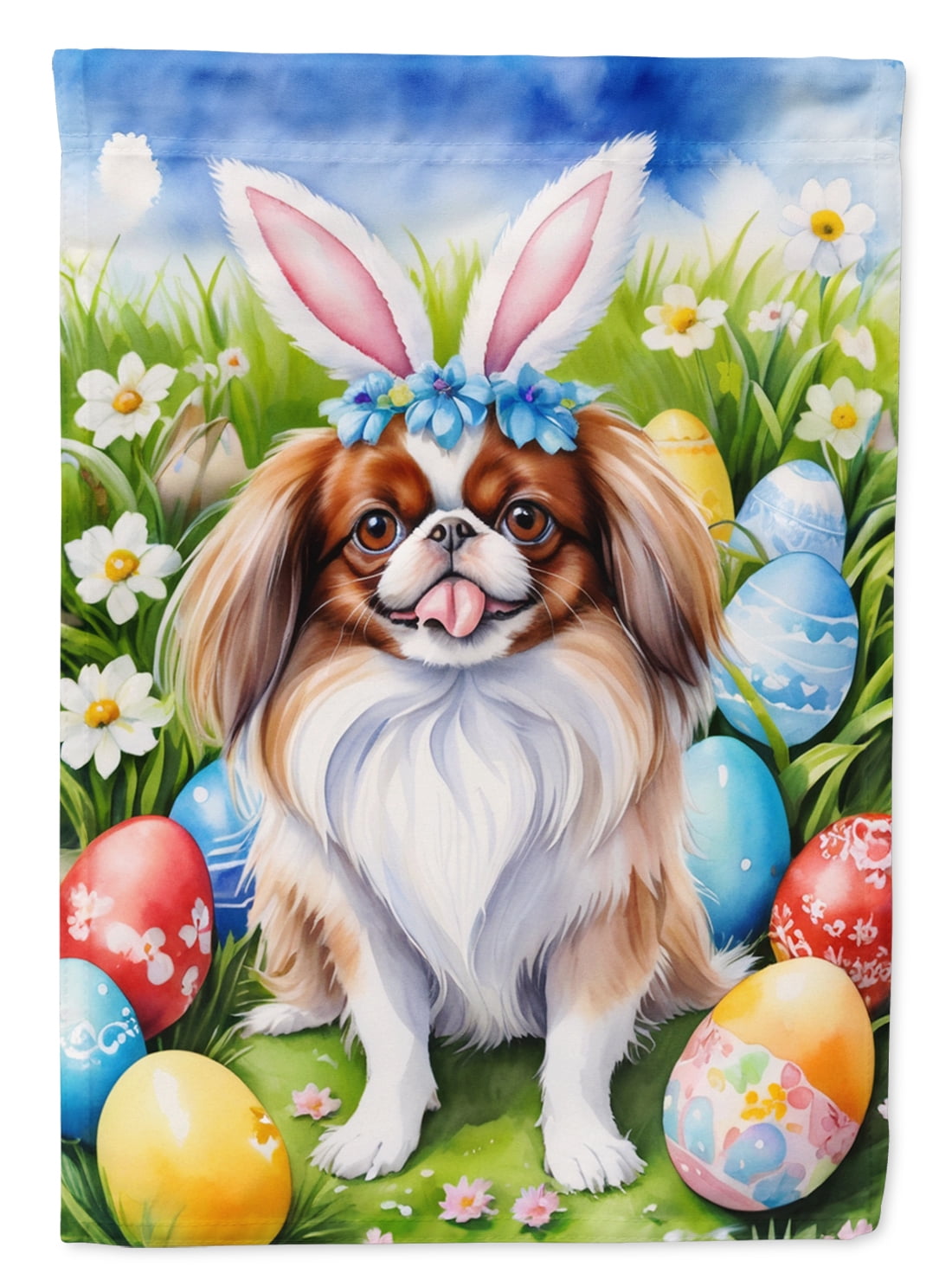 Japanese Chin Easter Egg Hunt House Flag 28 in x 40 in - Walmart.com