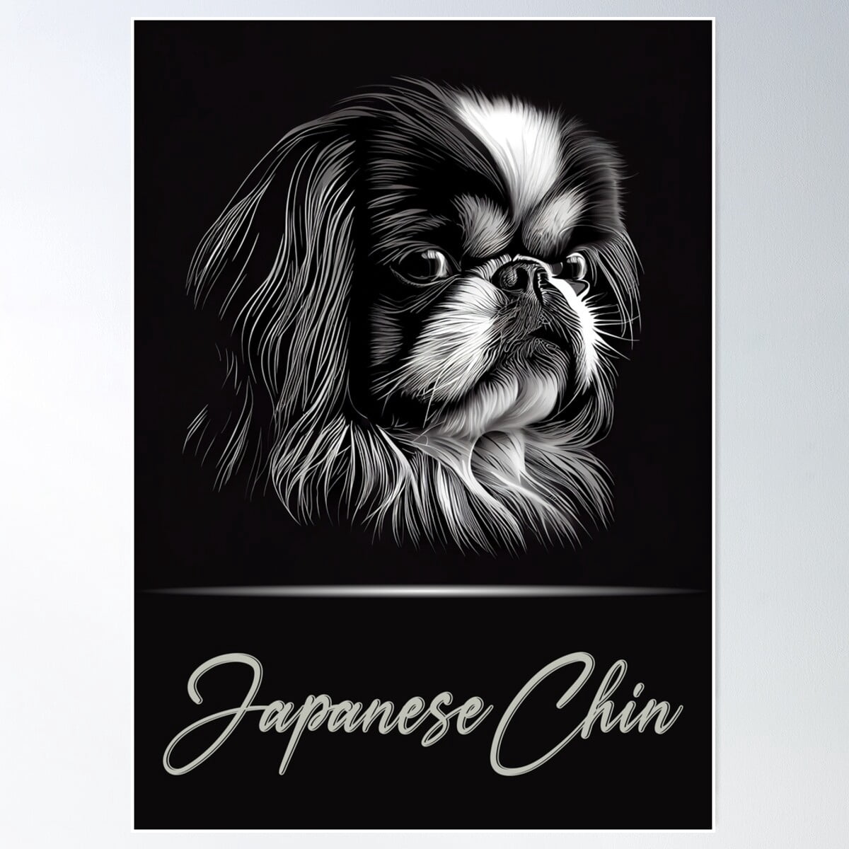 Japanese Chin Portrait Poster Wall Art, Modern Wall Decor For Living ...