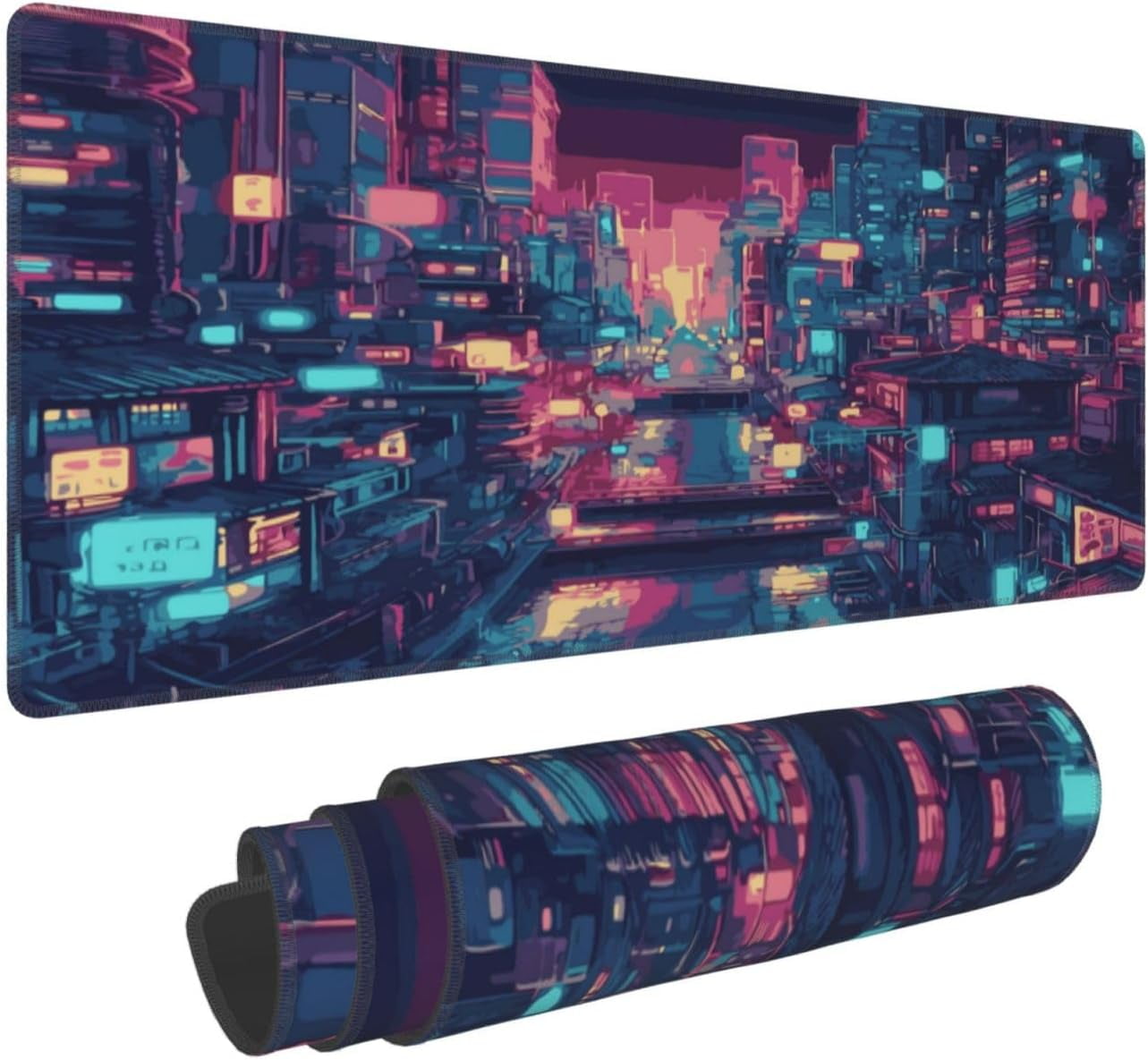 Japanese City Anime Cool Large Gaming Mouse Pad, Extended Big Keyboard ...
