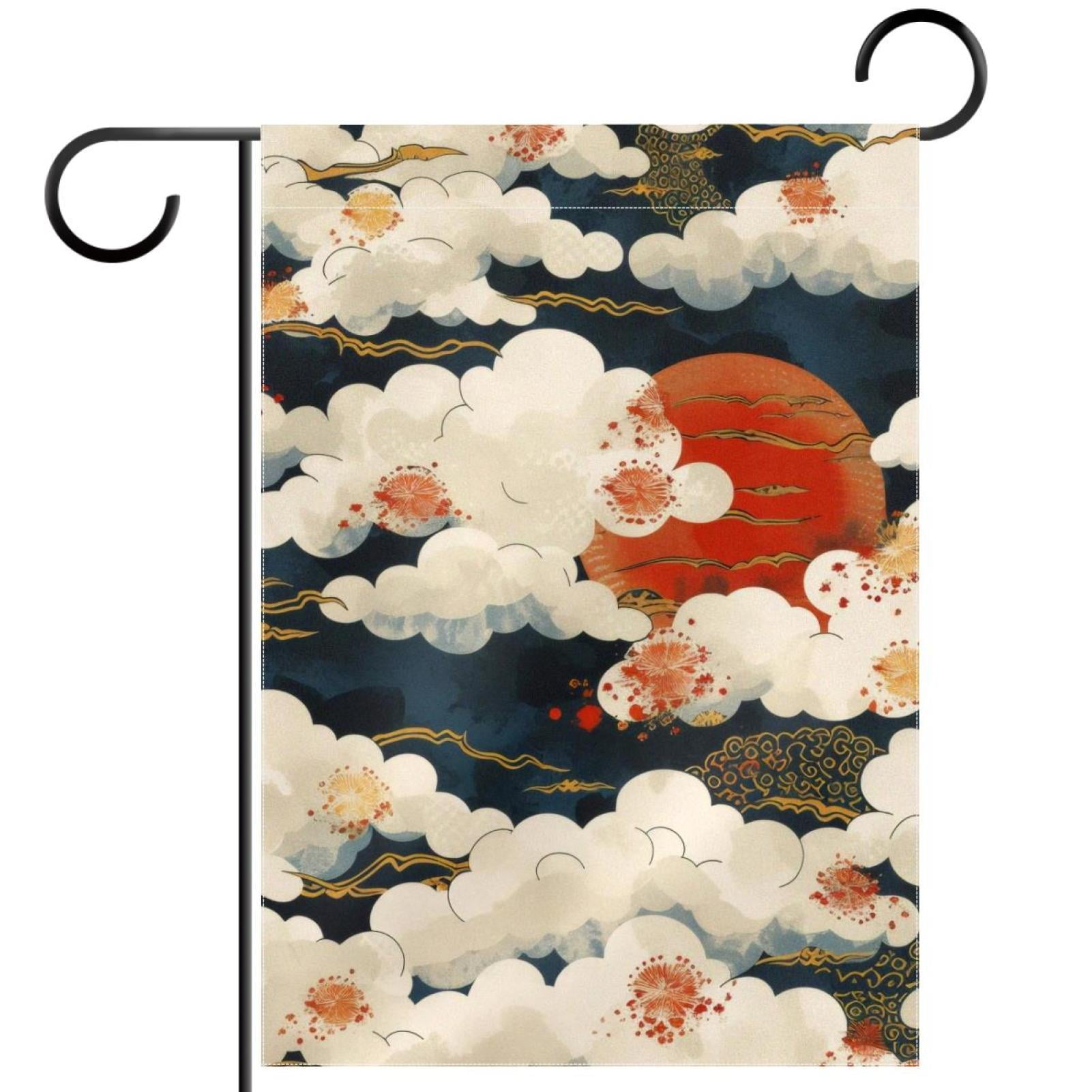 Japanese Clouds Aesthetic Pattern Welcome Garden Flags, 12 x 18 Inch ...