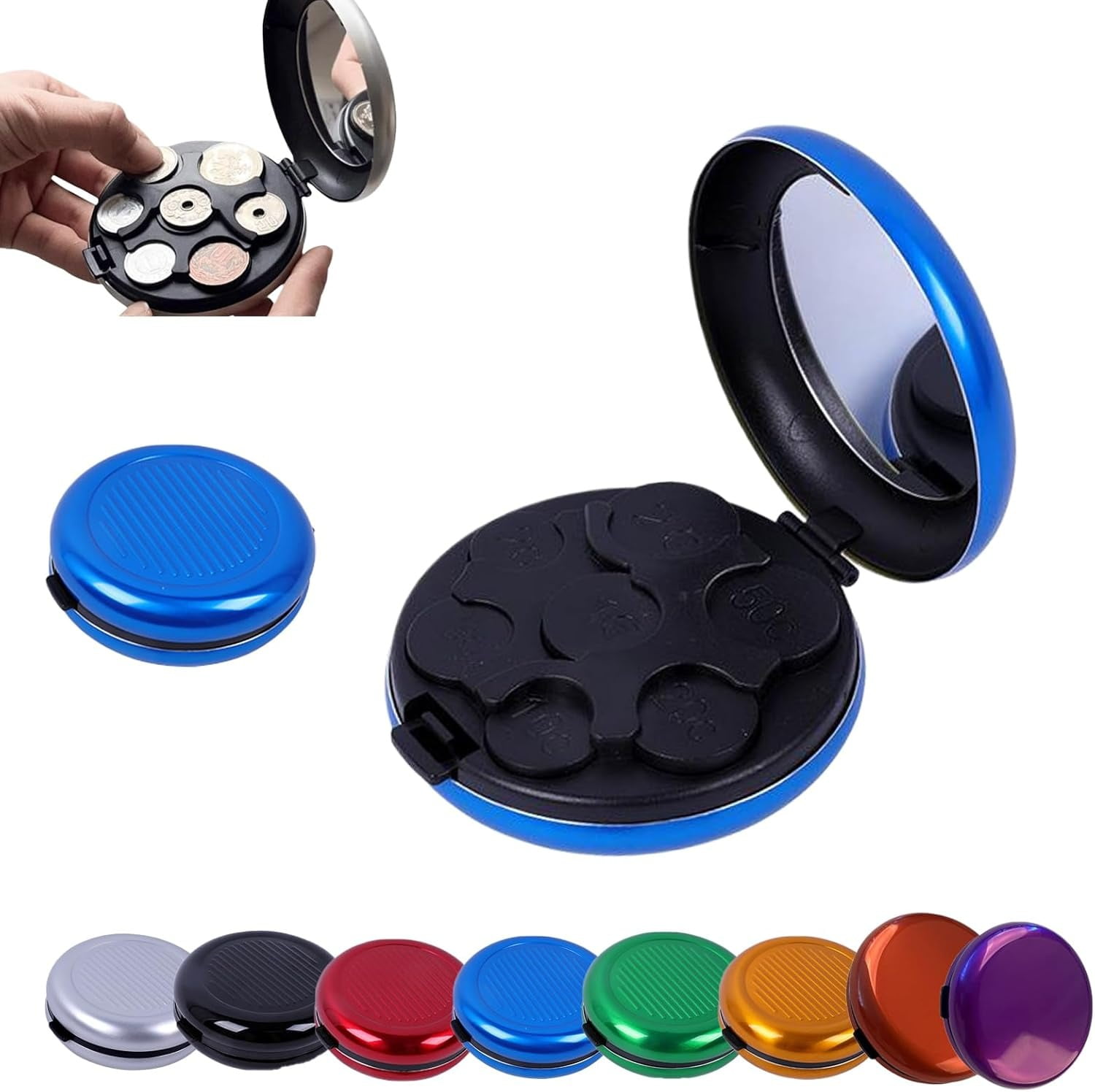 Japanese Coin Organizer, Portable Mini Coin Dispenser Case with Mirror ...