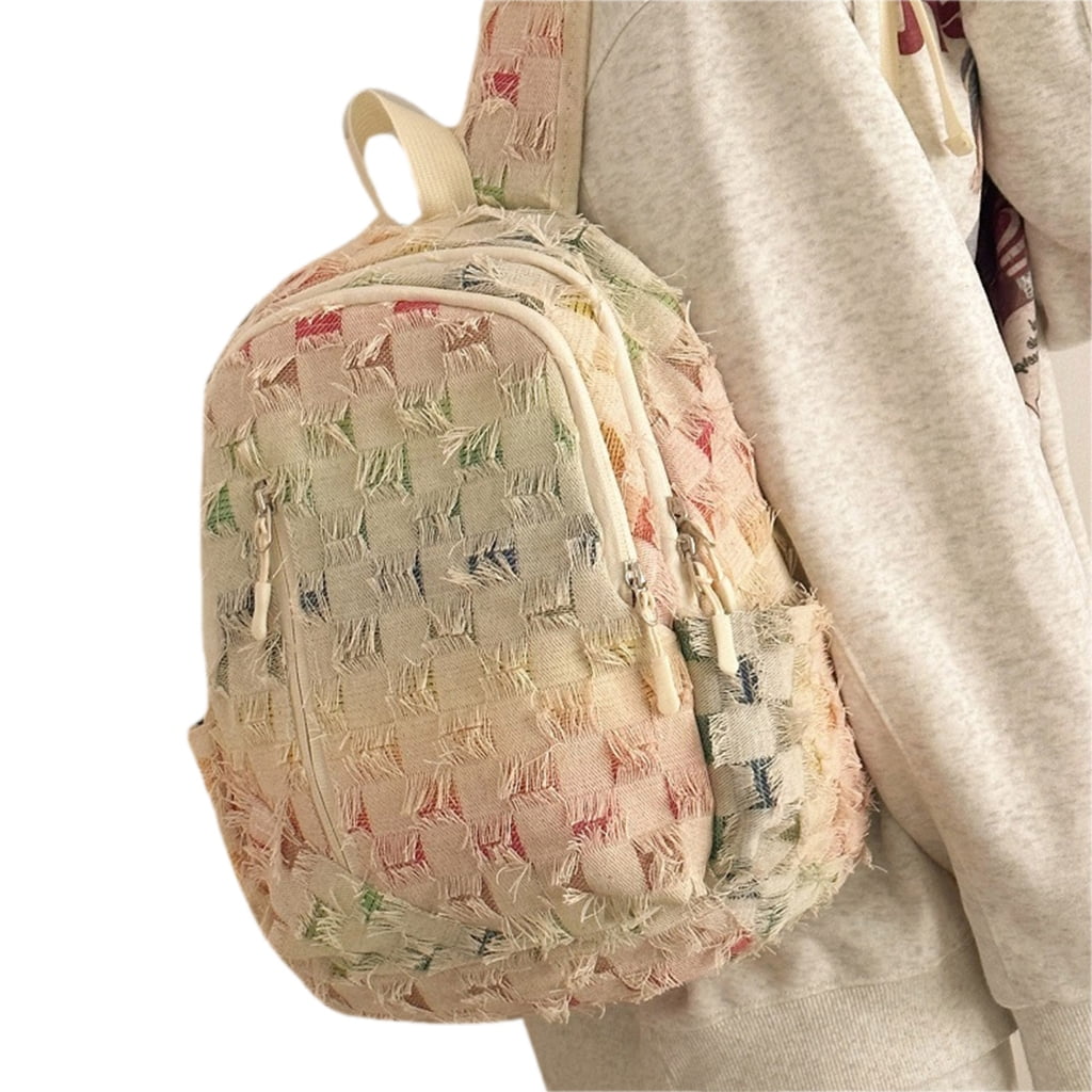 Japanese Colorful Ripped Denims Backpack for School Student with Large ...