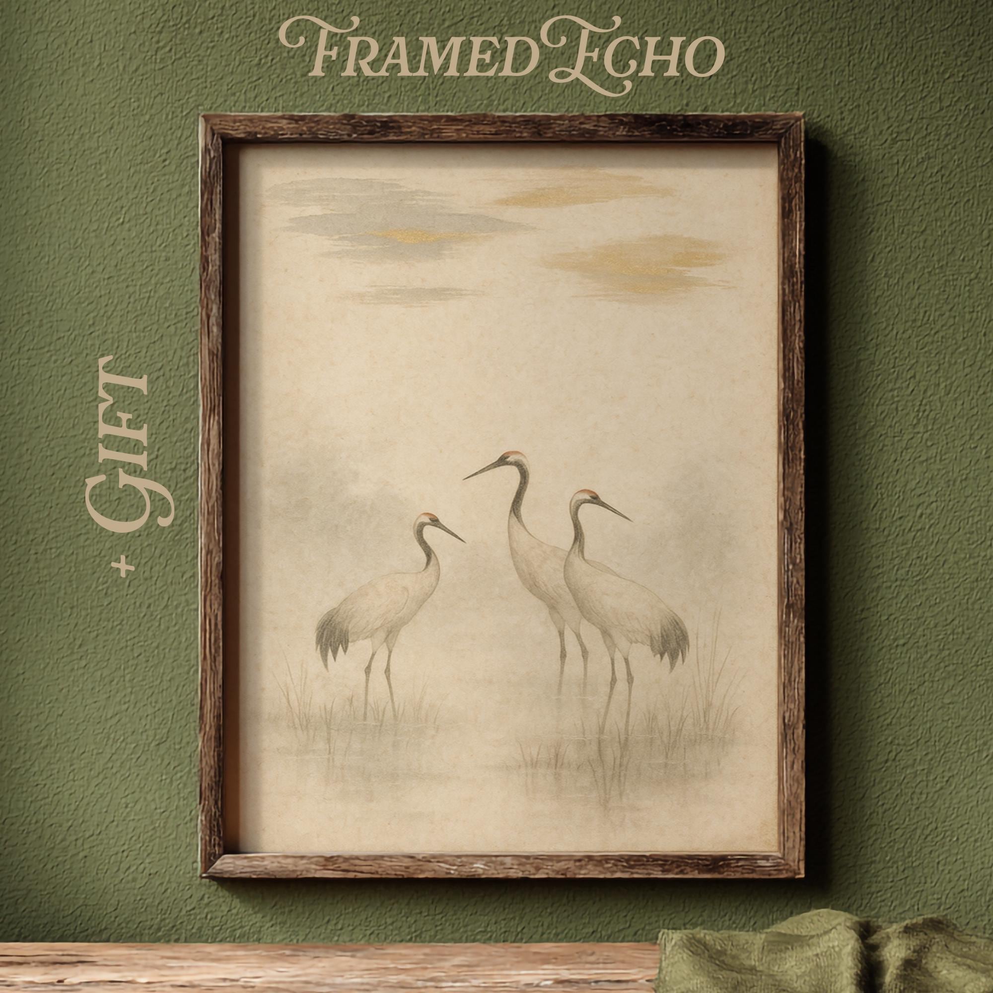 Japanese Crane Art Print | Minimalist Zen Bird Poster UNFRAMED Poster ...