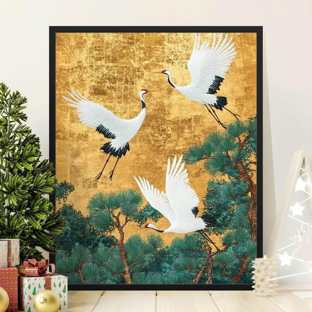 Japanese Crane Poster, Elegant Bird Wall Art, Vintage Style Decor ...