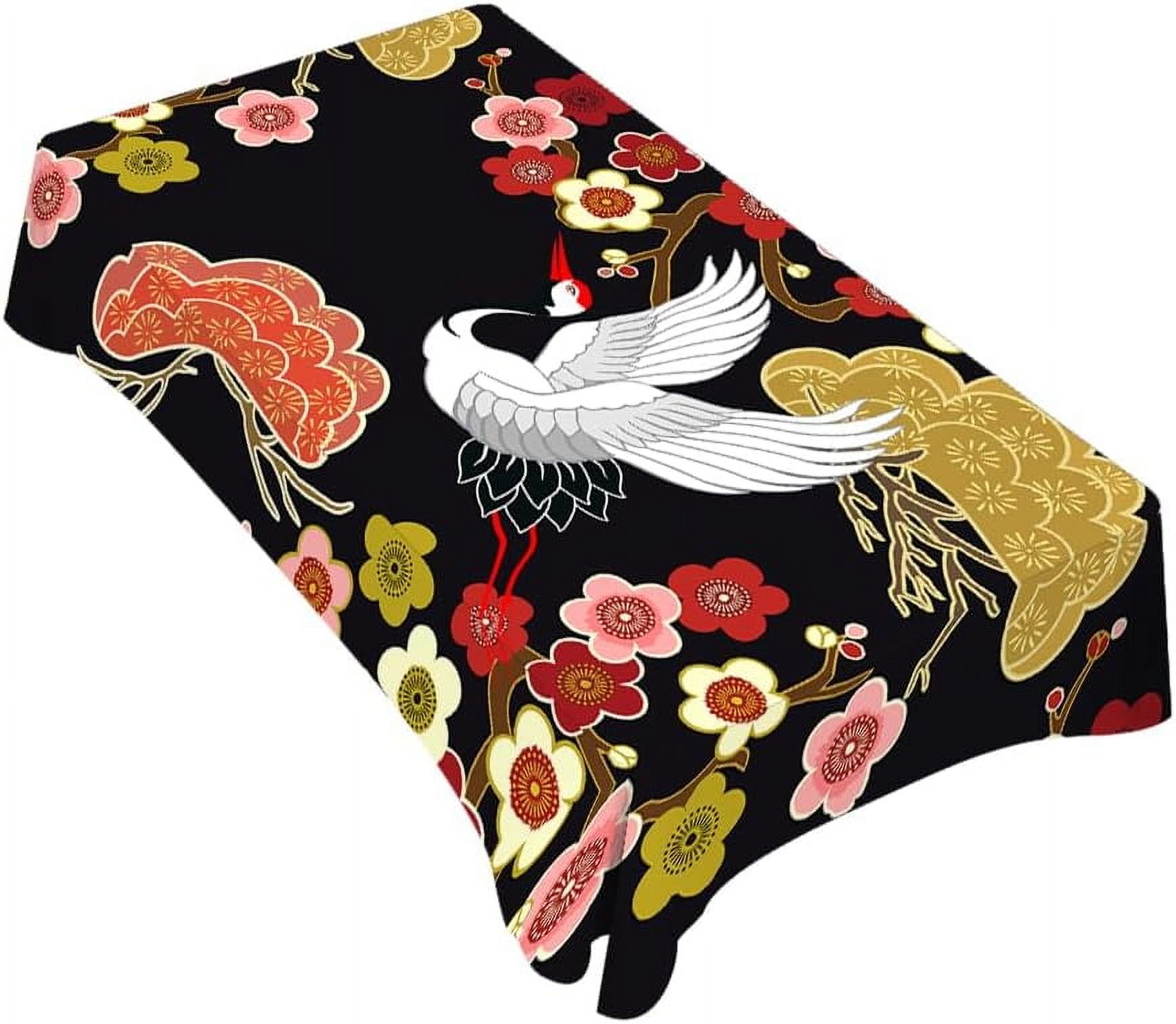 Japanese Crane Tablecloth 60x84 Inch Rectangular Asian Oriental Heron ...