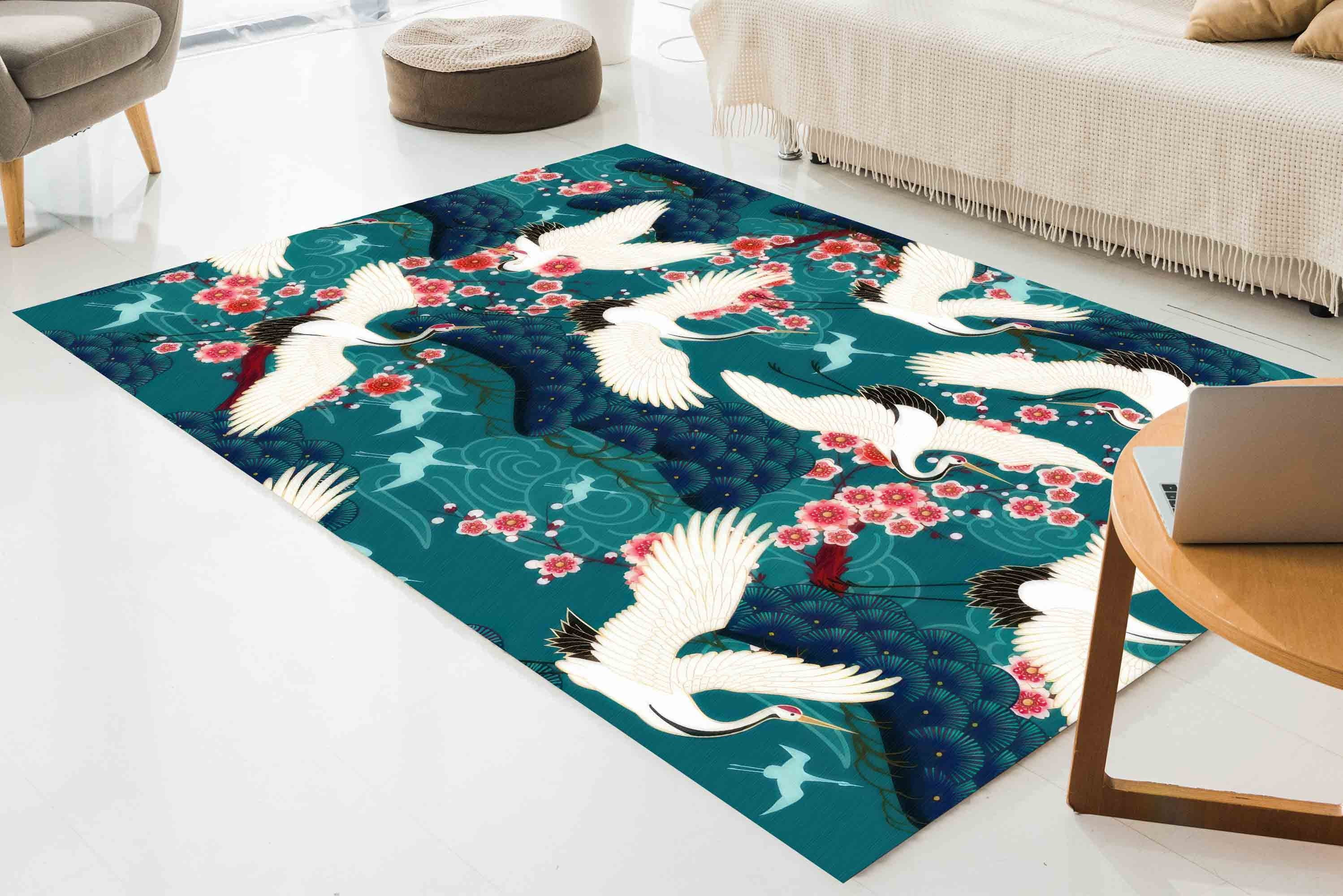 Japanese Cranes Rugs, Trendy Rug, Crane Rug, Animal Rug, Bridesmaid ...