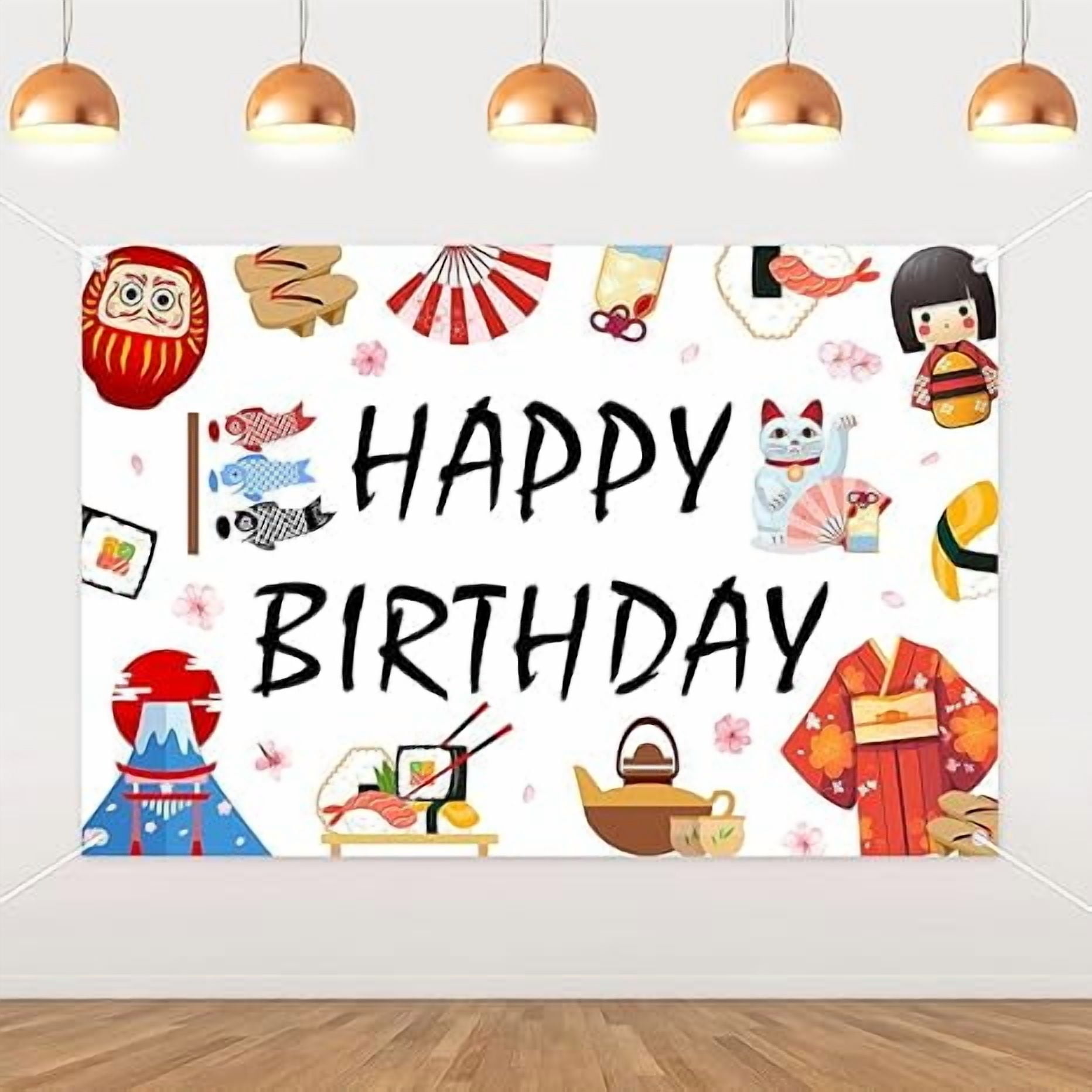 Japanese Culture Themed Happy Birthday Backdrop 5x3ft, Colorful Japan ...