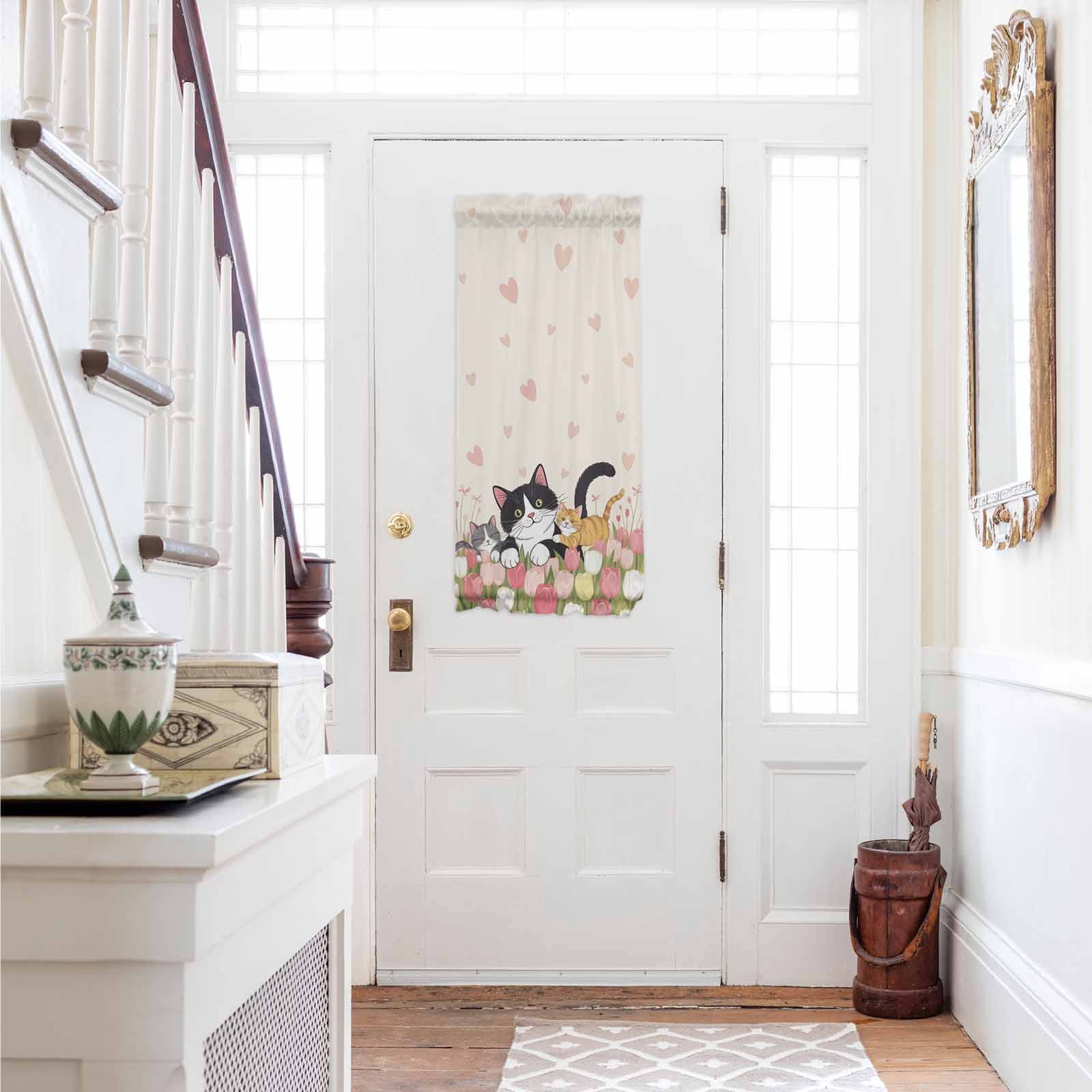 Japanese Cute Cats Door Curtains for Door Window, French Sidelight ...