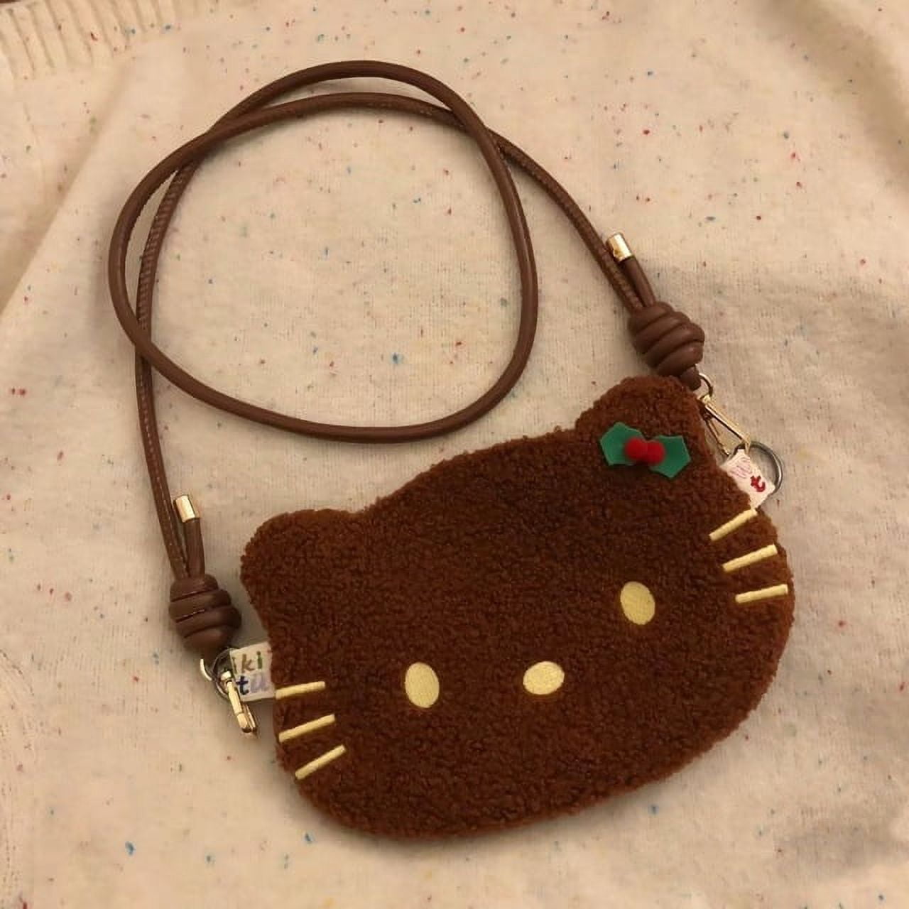 Japanese Cute Kitty Lamb‘s Wool Crossbody Girl Design Vintage Storage ...