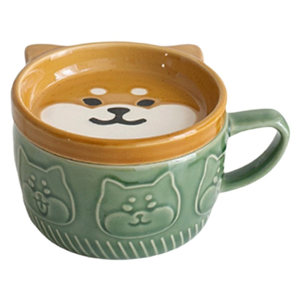 Japanese Cute Mug Ceramic Shiba Inu Panda Coffee Cup with Lid Home ...