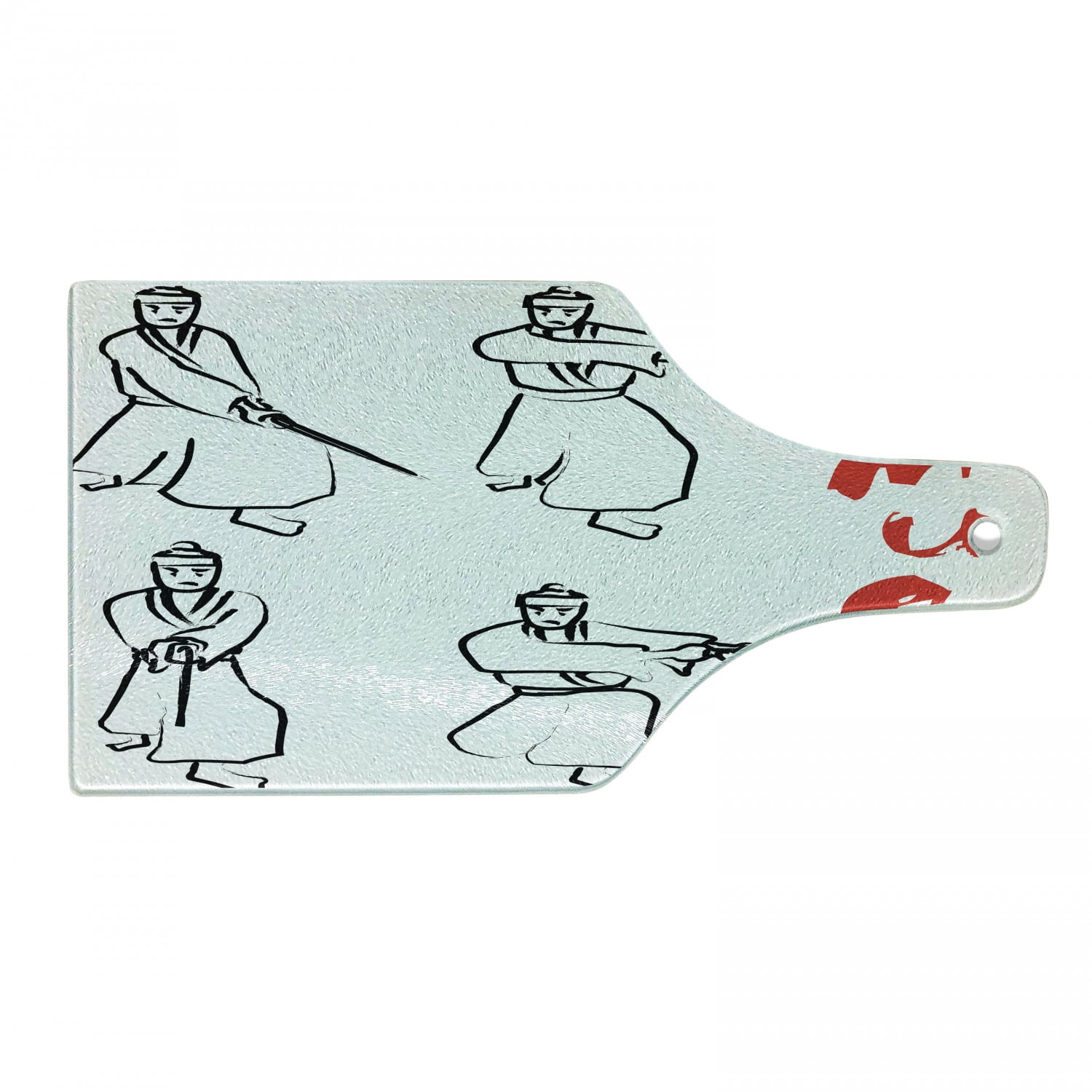 Japanese Cutting Board, Fight of Samurai with Katana on White ...