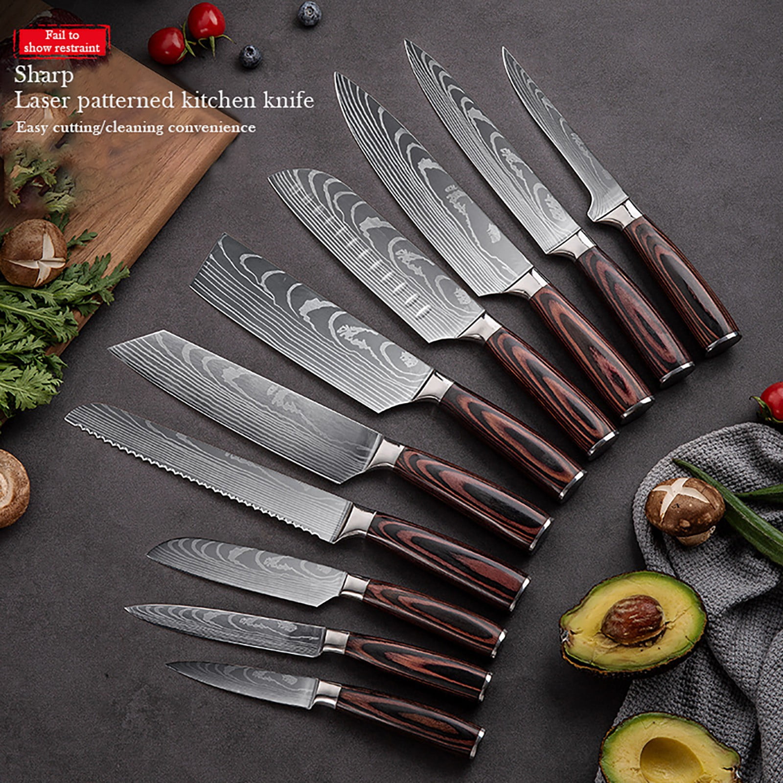 Japanese Damascus Chef Knife Set, Meat and Vegetable Cleaver Collection ...