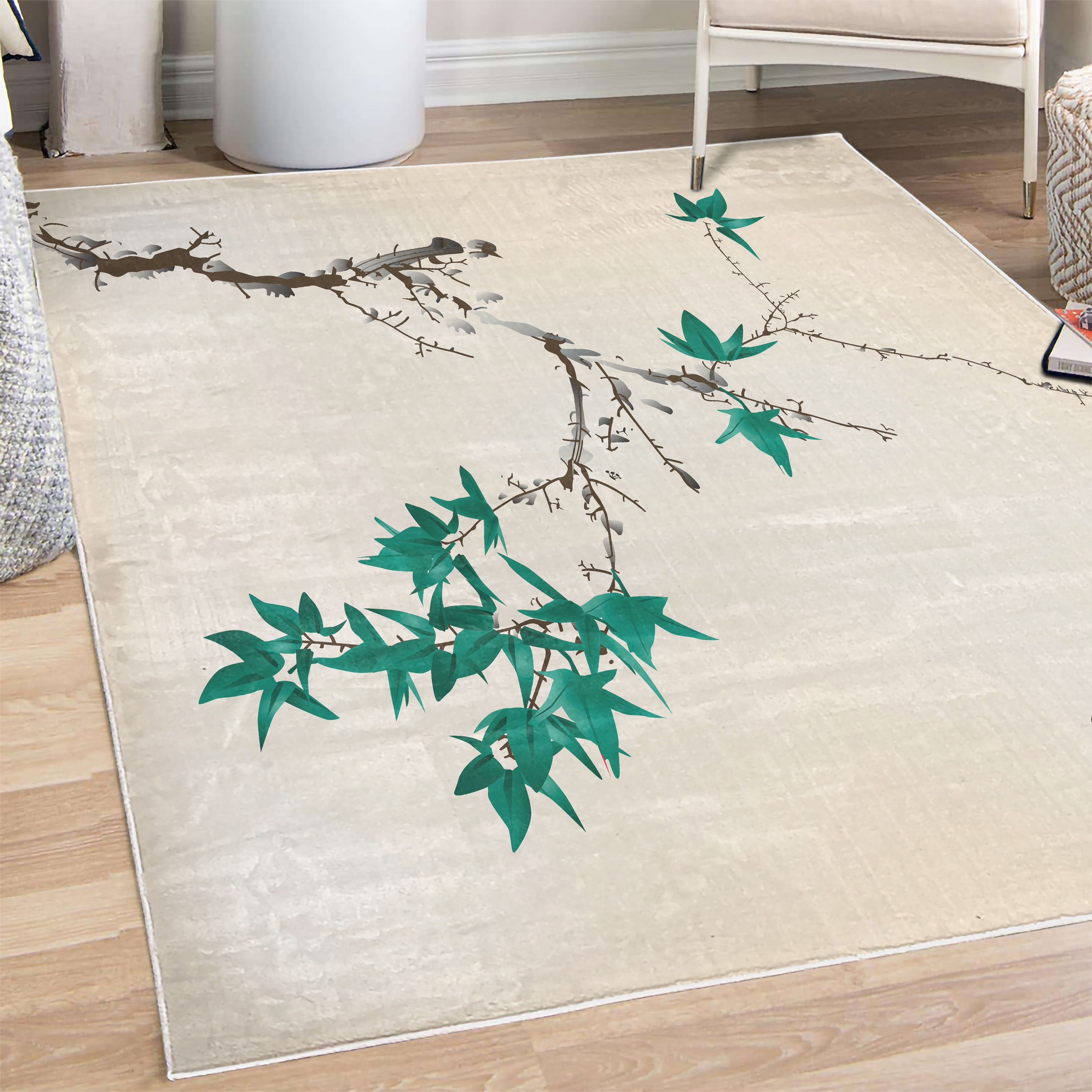 Japanese Decorative Rug, Cherry Blossom Sakura Tree Branches Romantic ...