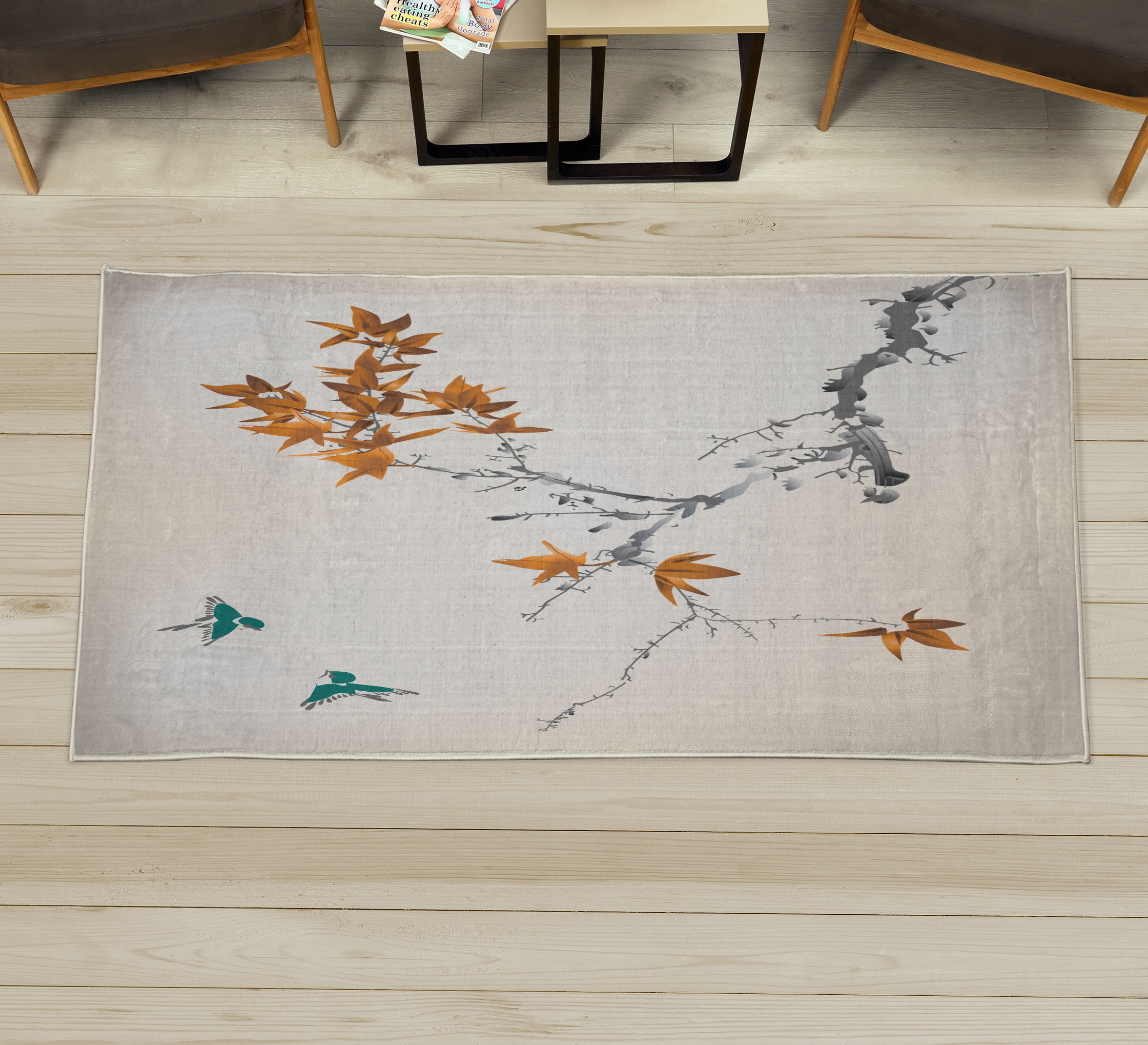 Japanese Decorative Rug, Cherry Blossom Sakura Tree Branches Romantic ...