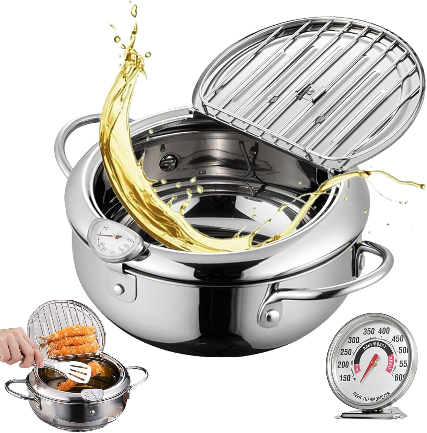 Japanese Deep Fryer Pot Extra Large, Japanese Deep Fryer with ...