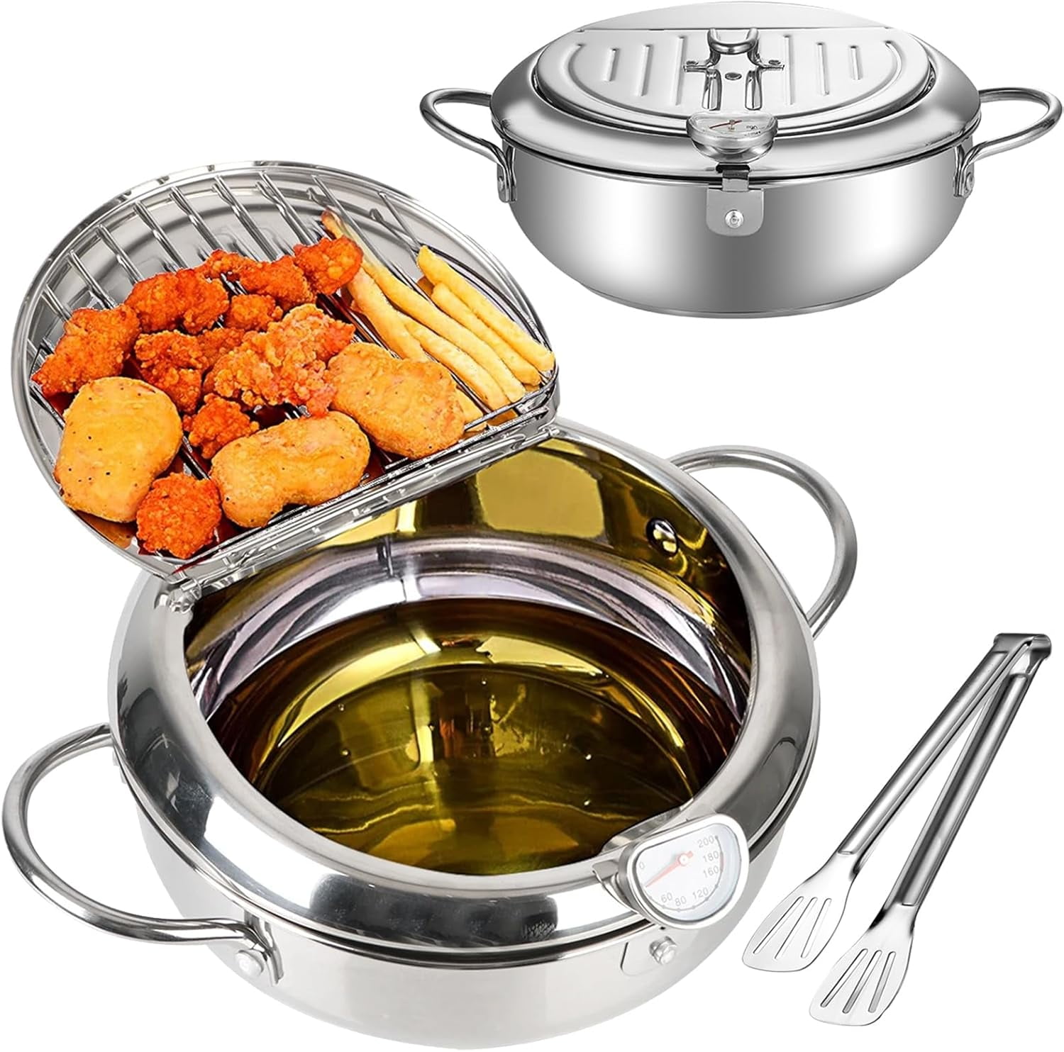 Japanese Deep Fryer Pot, Japanese Deep Fryer with Temperature Gauge ...
