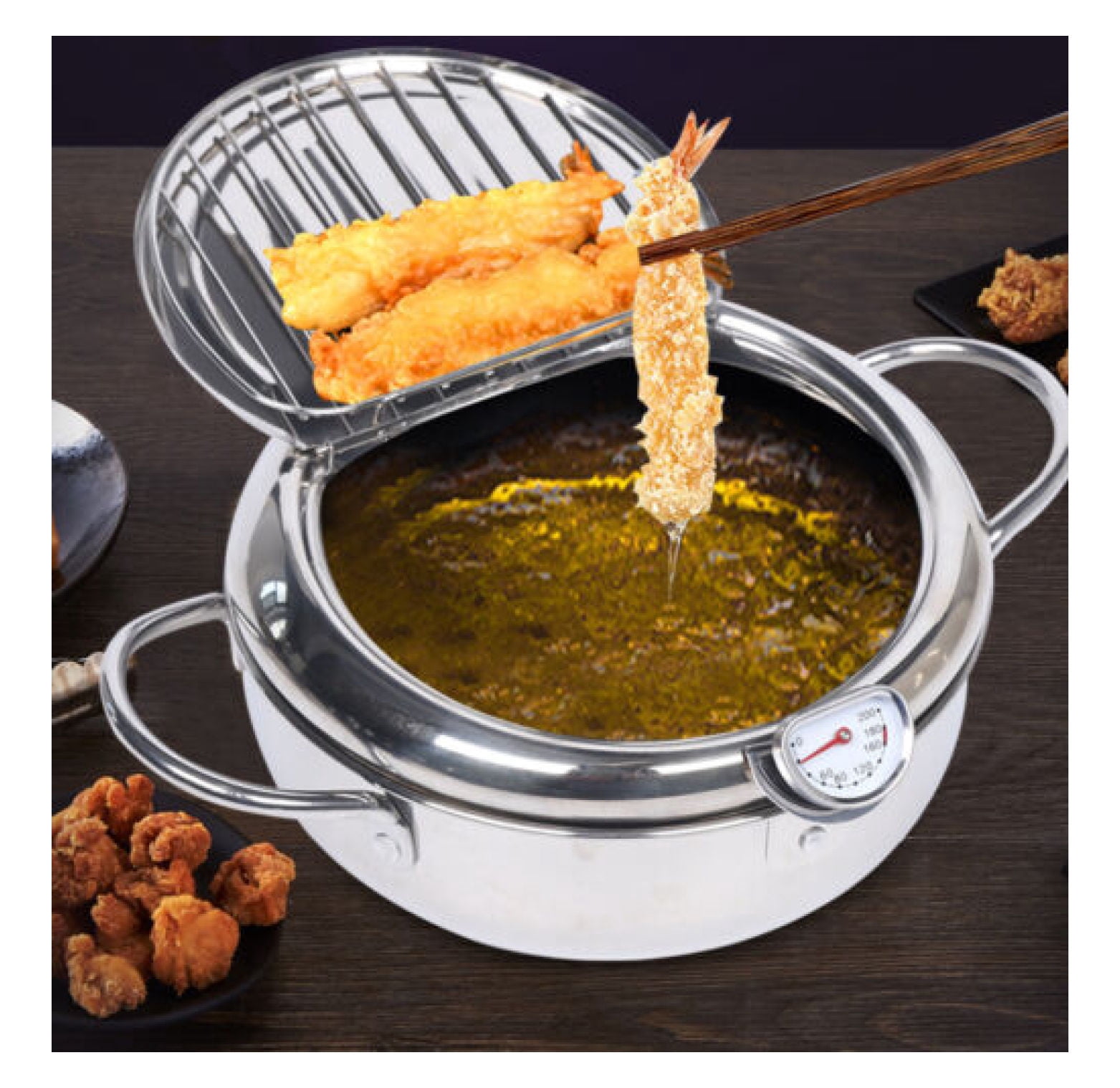 Japanese Deep Frying Pot Tempura Fryer Pan Temperature Control ...