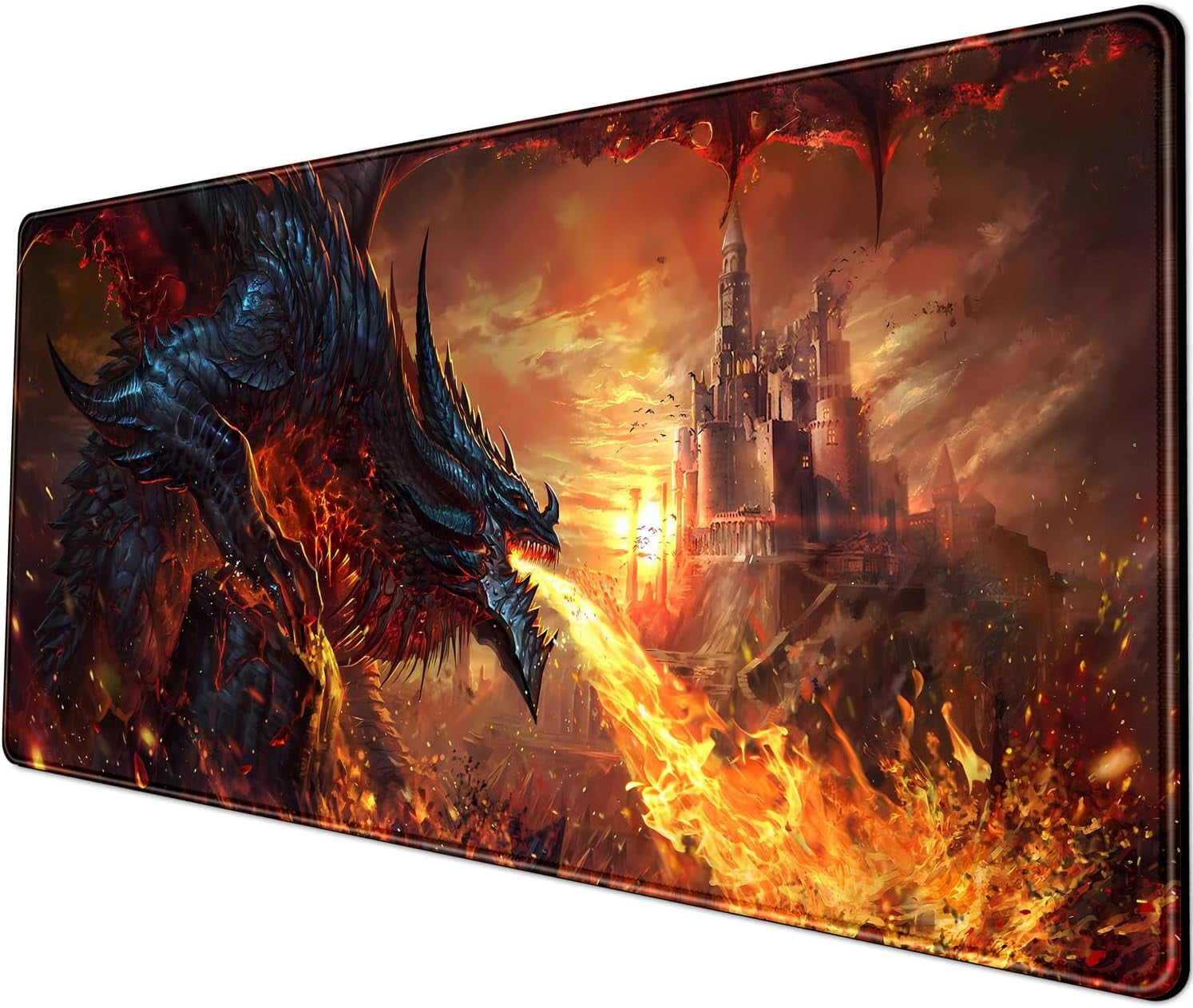 Japanese Desk Mat Dragon Castle Desk Pad Game Aesthetic Mouse Pad Large ...