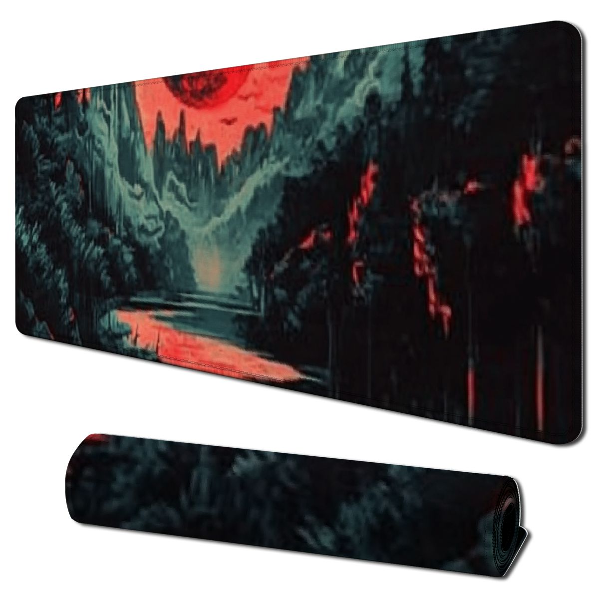 Japanese Desk Mat Full Moon Desk Pad Psychedelic Mouse Pad Dragonfly ...