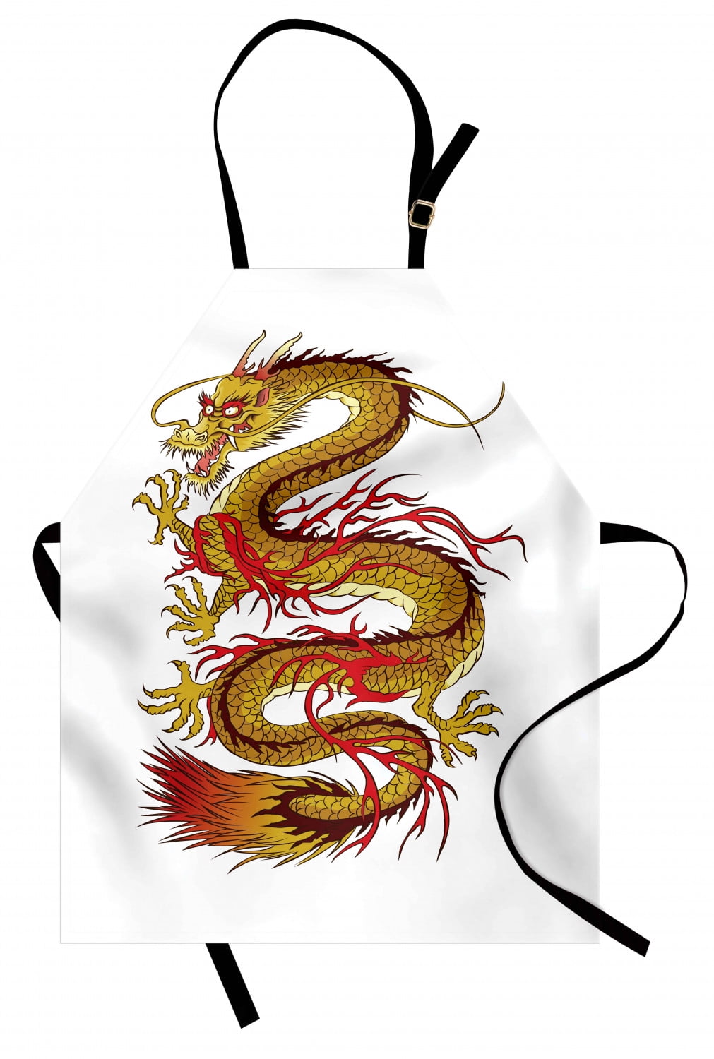 Japanese Dragon Apron Gold Colored Mythical Fantastic Figure Fiery ...