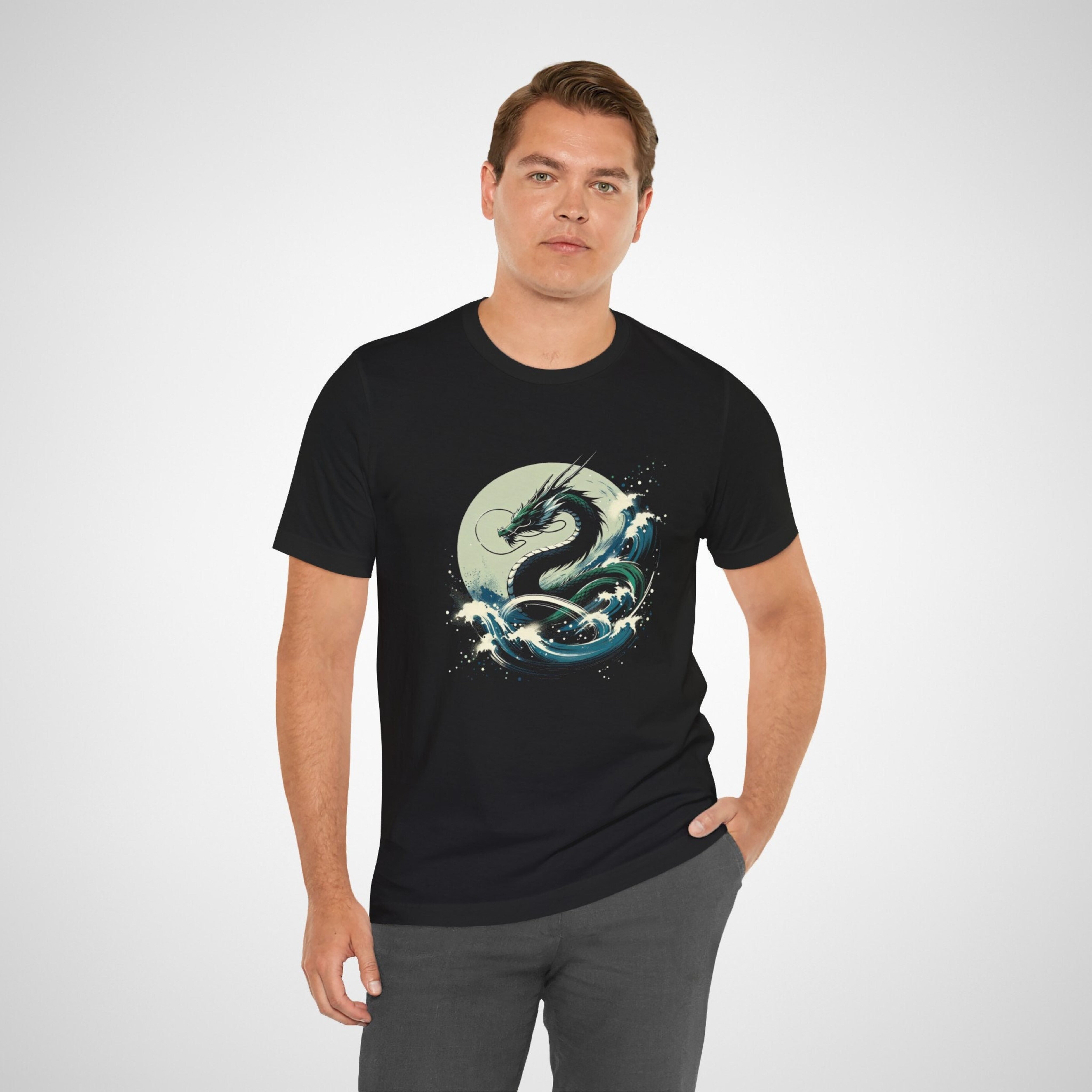 Japanese Dragon Wave T-Shirt | Japanese Aesthetic Minimalistic Tee ...