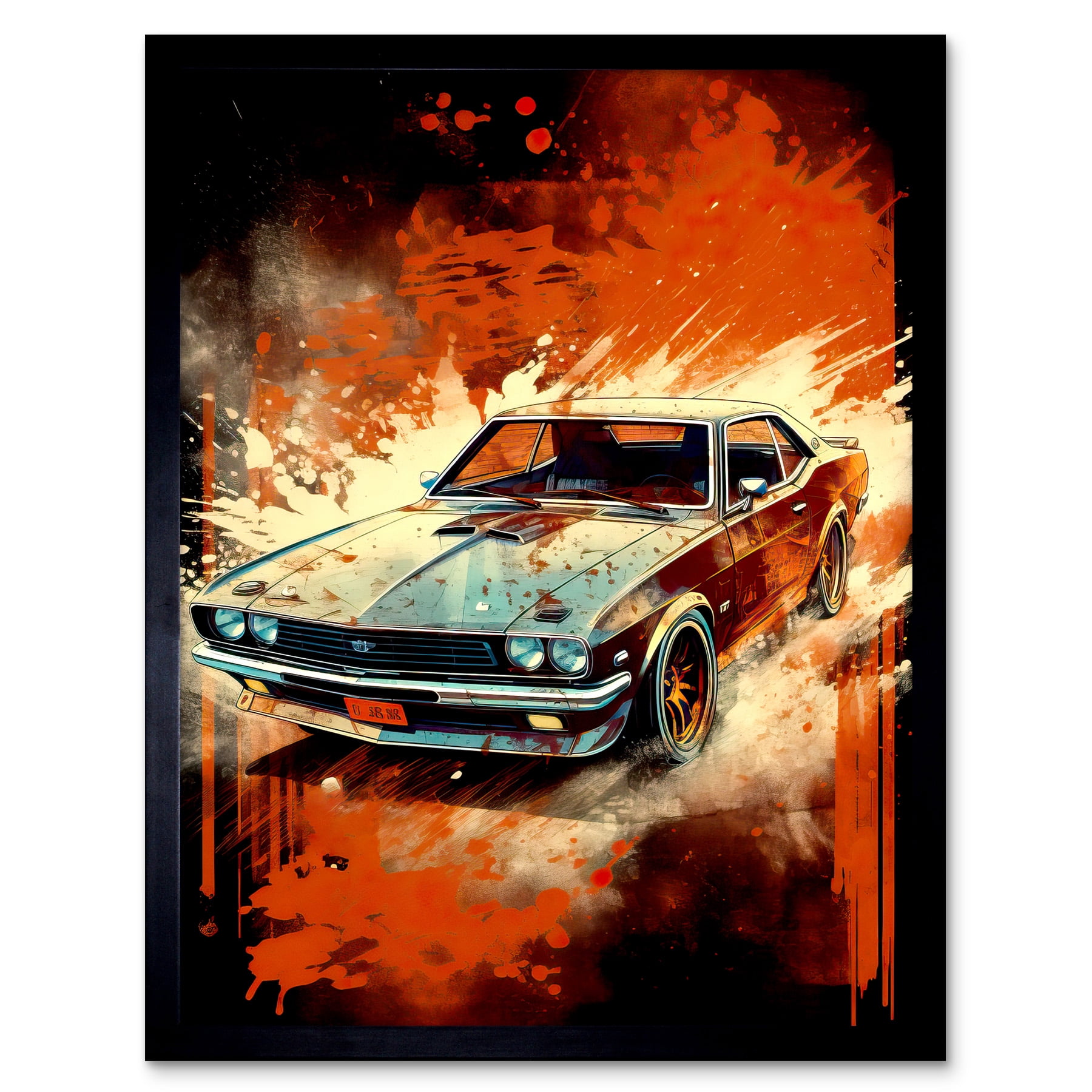 Japanese Drift Car JDM Action Scene Painting Red Blue Speed Motorsport ...