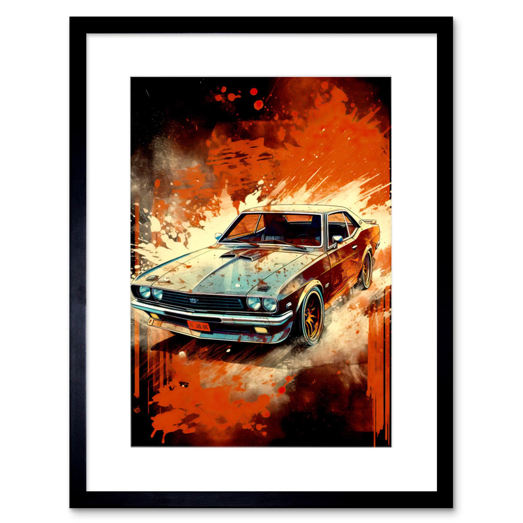 Japanese Drift Car JDM Action Scene Painting Red Blue Speed Motorsport ...