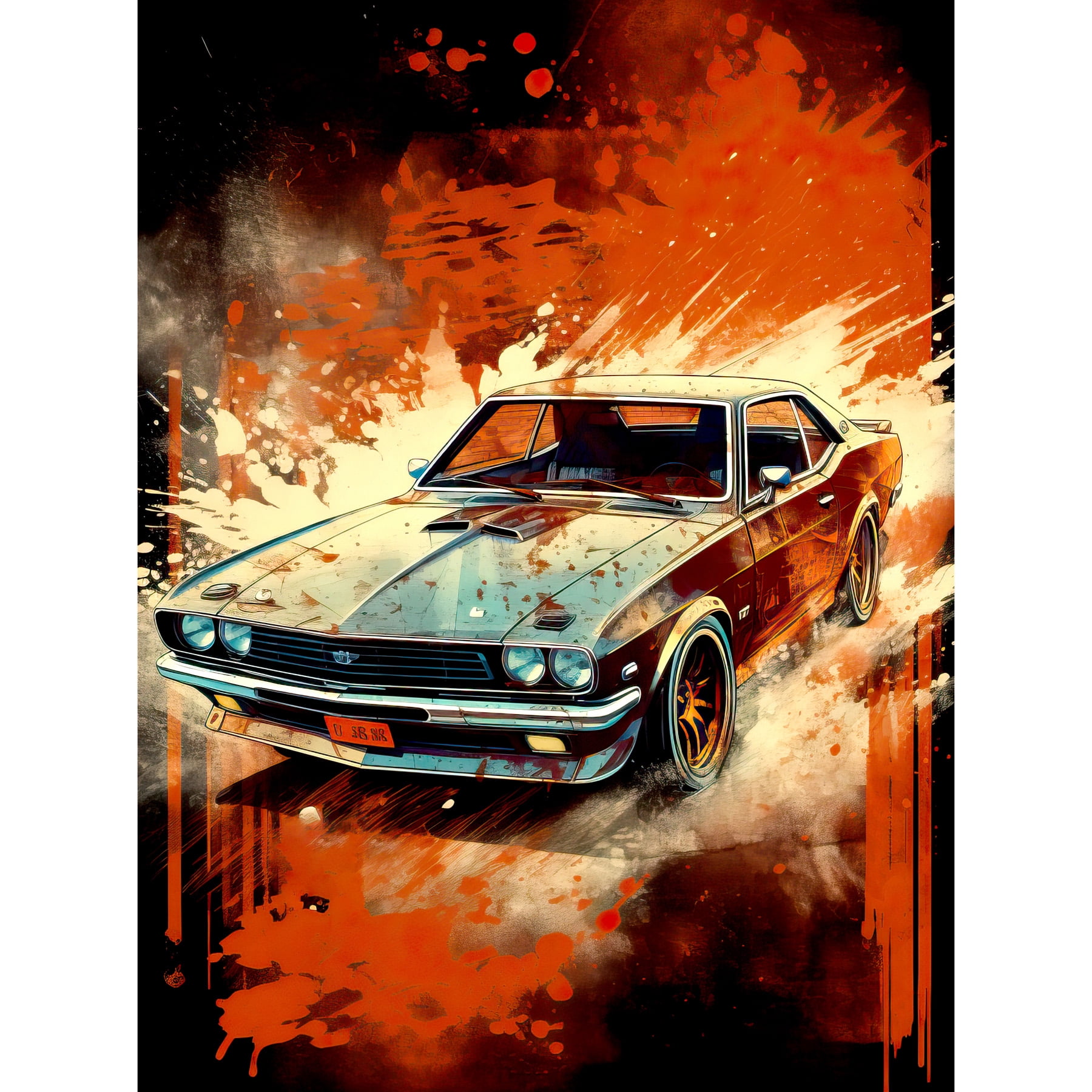 Japanese Drift Car JDM Action Scene Painting Red Blue Speed Motorsport ...