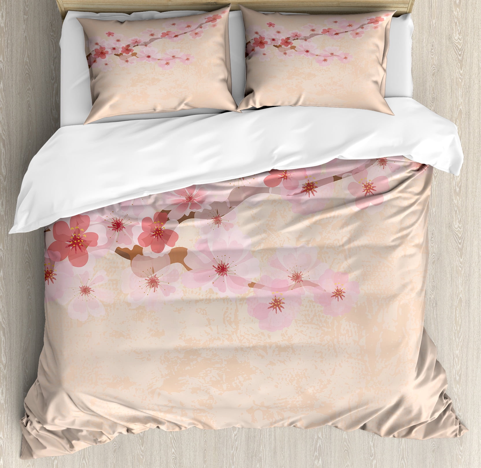 Japanese Duvet Cover Set, Pink Cherry Blossoms on Branch Vintage ...
