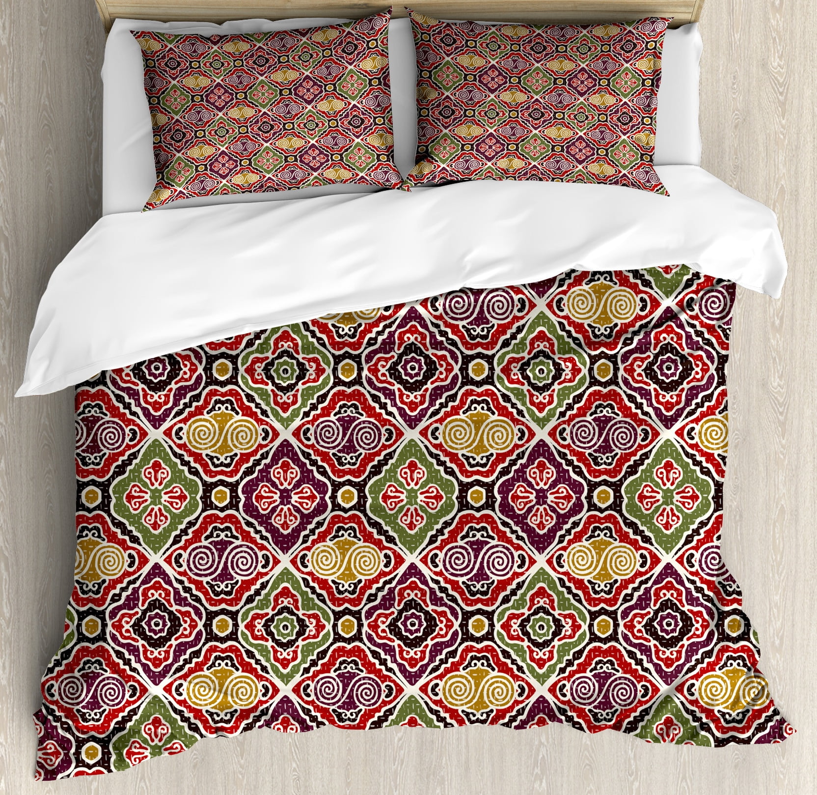 Japanese Duvet Cover Set, Traditional Antique Motifs Eastern Exotic ...