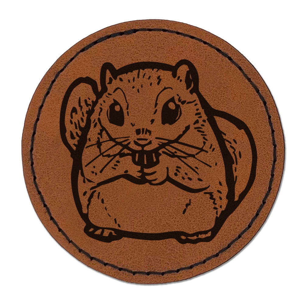 Japanese Dwarf Flying Squirrel Cute Rodent Round Iron-On Engraved Faux ...