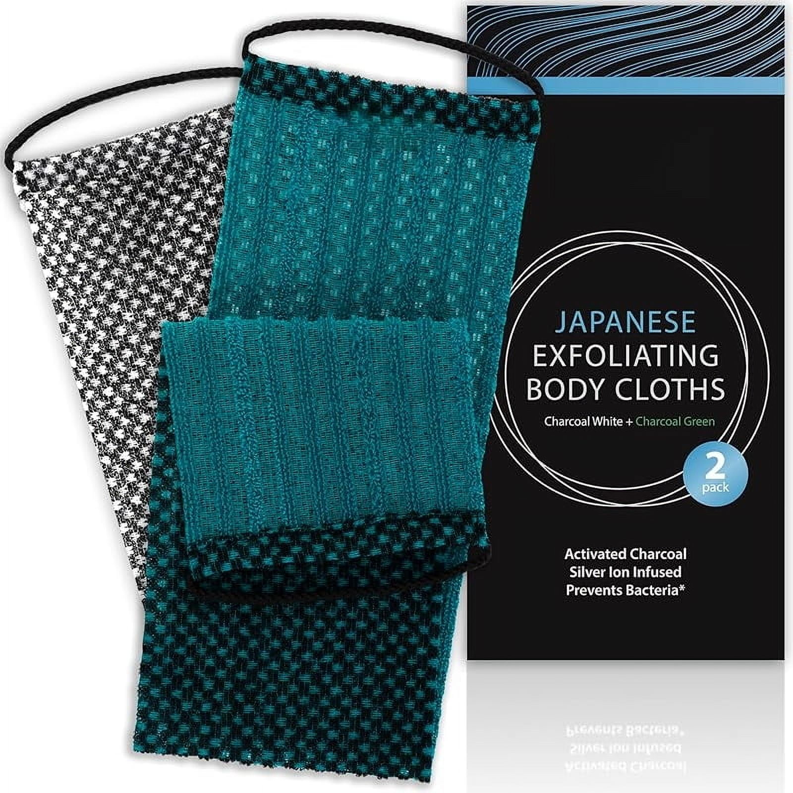 Japanese Exfoliating Washcloth for Back & Body - Charcoal & Silver Ion ...