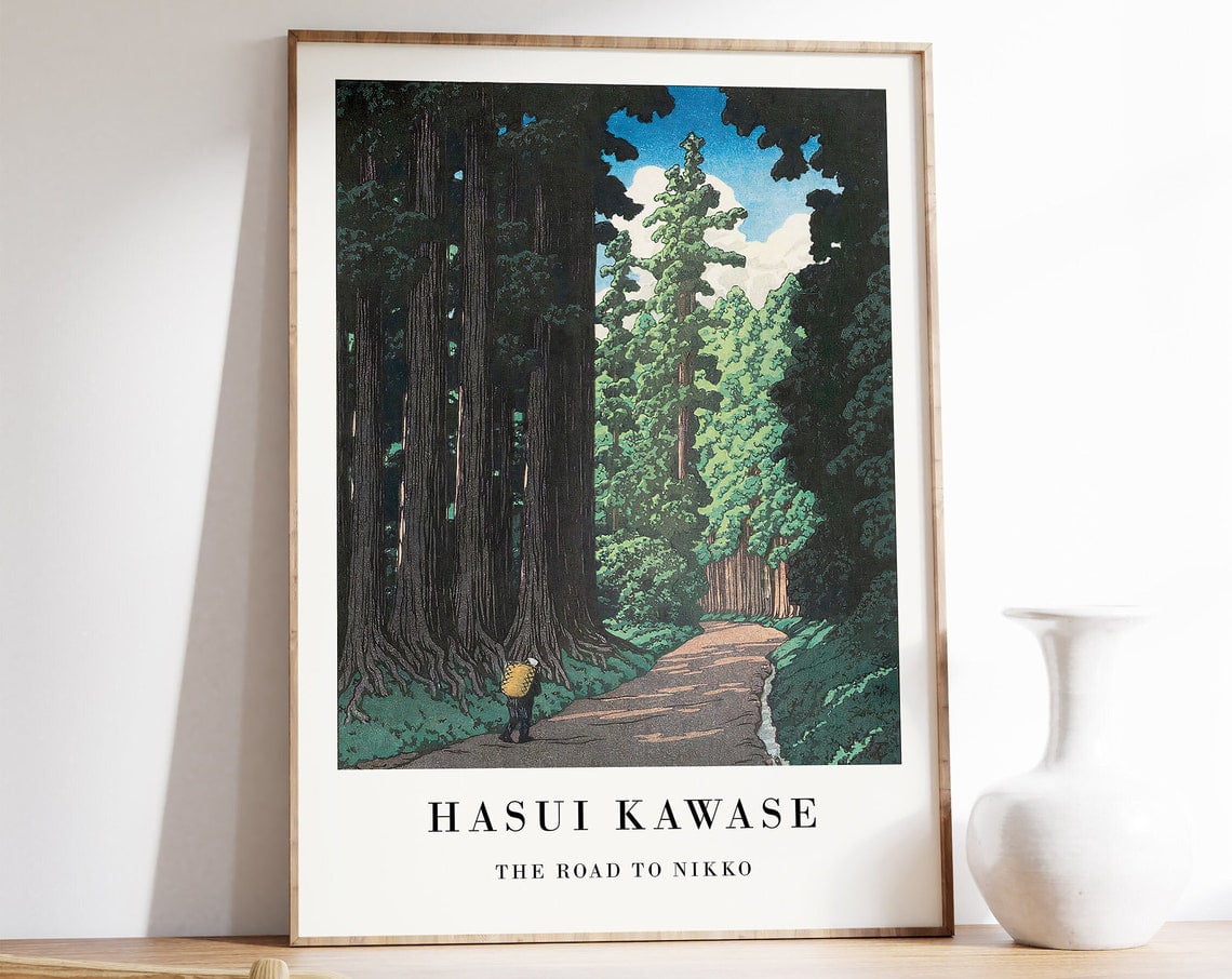 Japanese Exhibition Poster, Hasui Kawase Art Print, The Road To Nikko, Traditional Japanese Wall ...