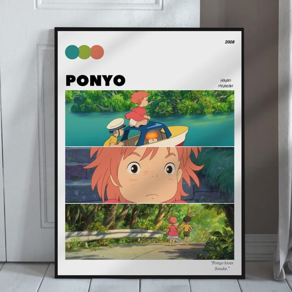 Japanese Fantasy Anime Poster Ponyo Style Whimsical Ocean Scene Wall ...