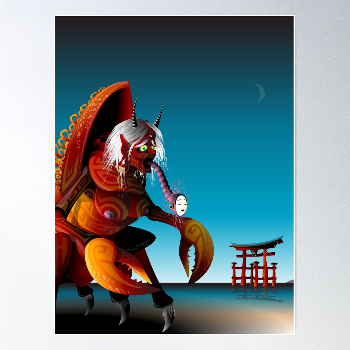 Japanese Fantasy Creature Poster Wall Art, Modern Wall Decor For Living ...