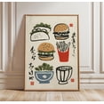 Japanese Fast Food Poster Burger Fries Illustration Minimal Kitchen ...