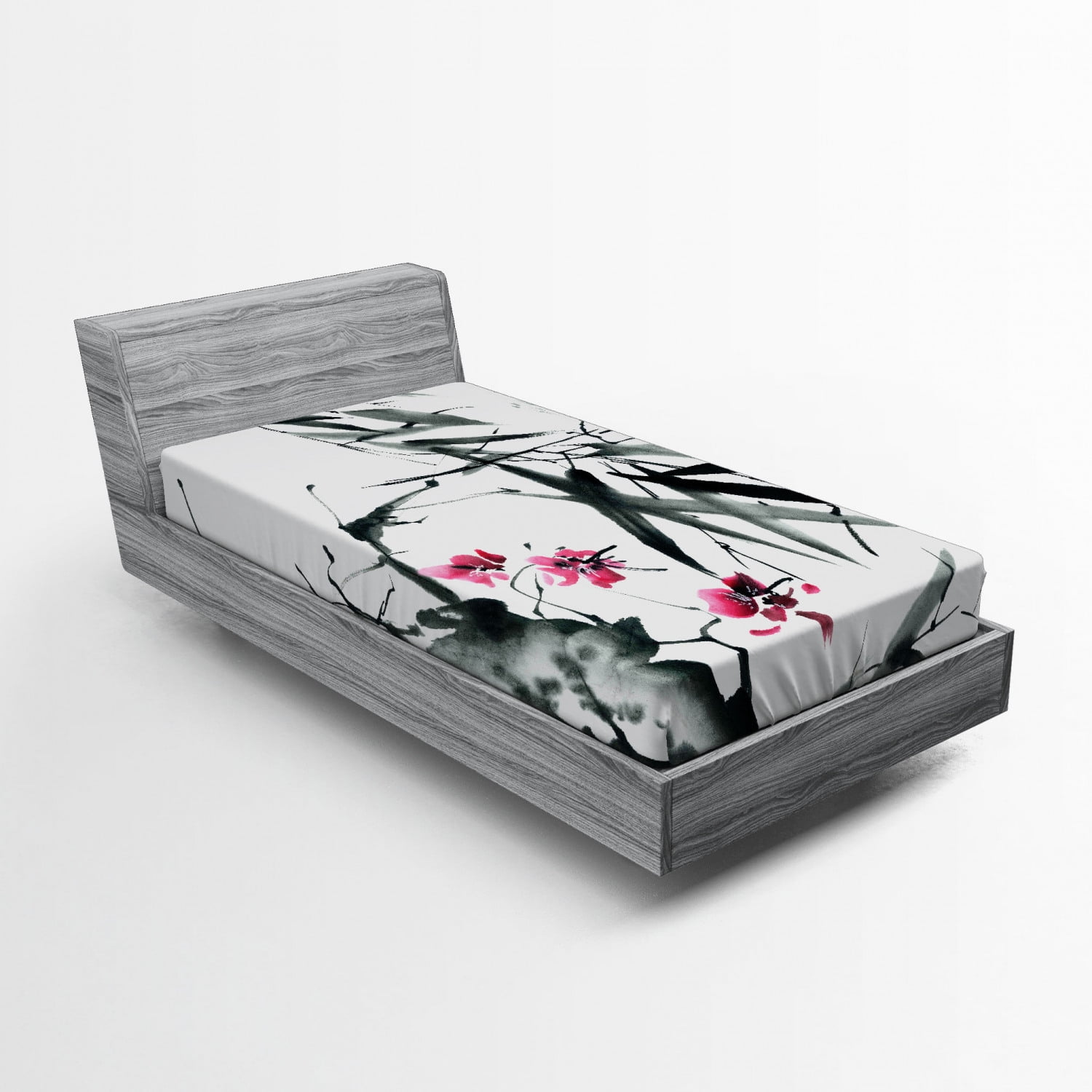 Japanese Fitted Sheet Natural Bamboo Stems Cherry Blossom Japanese ...