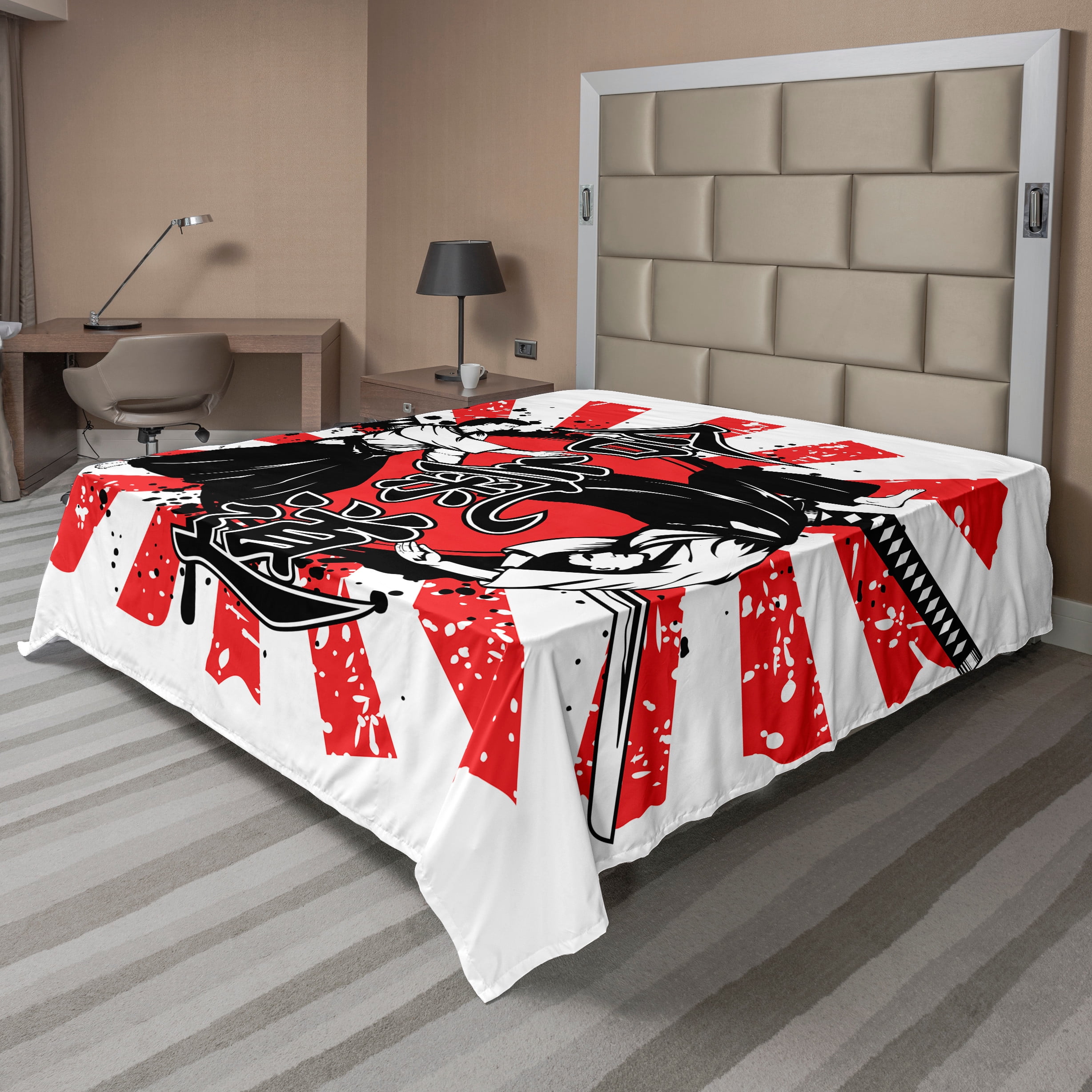 Japanese Flat Sheet, Crossed Samurai Hieroglyph Background 2 Ronin ...