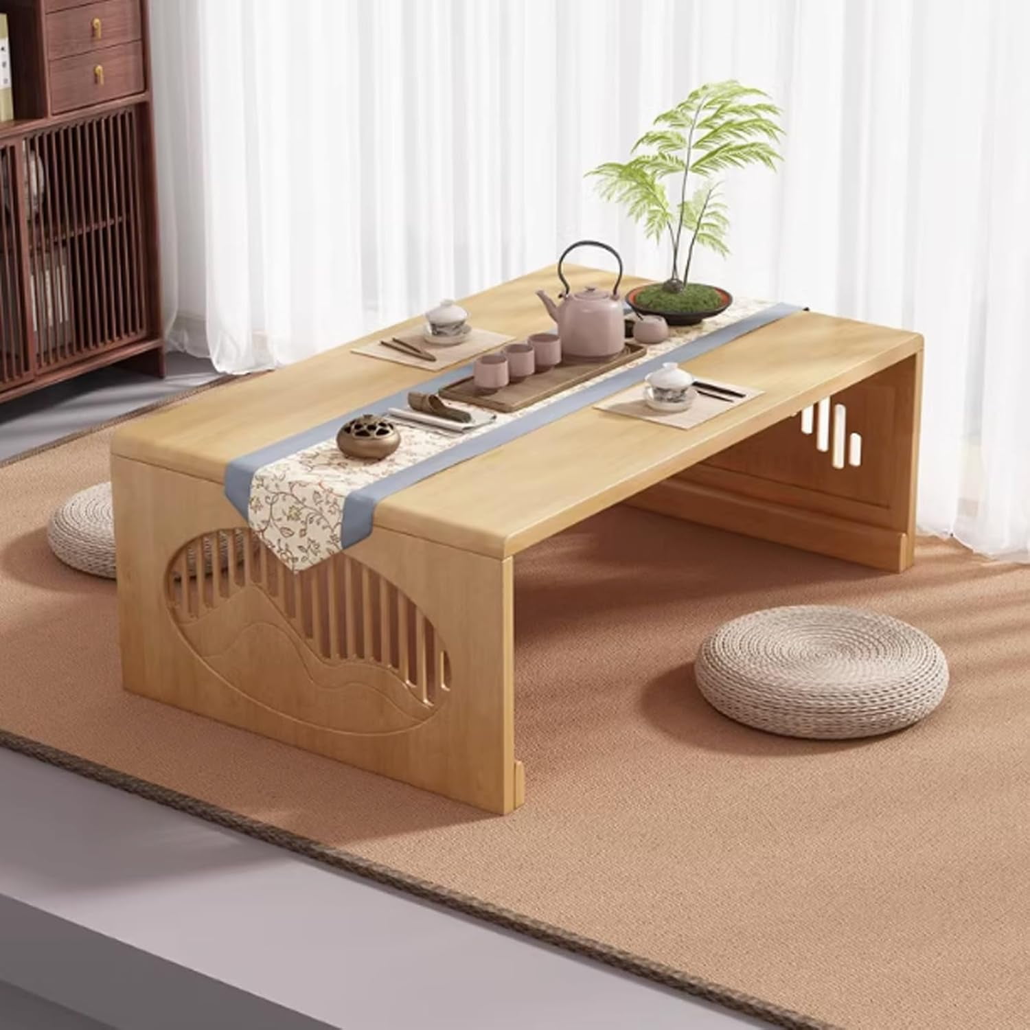 Japanese Floor - Folding Tatami Tea |Solid Wood Low |Smooth Edges Small ...