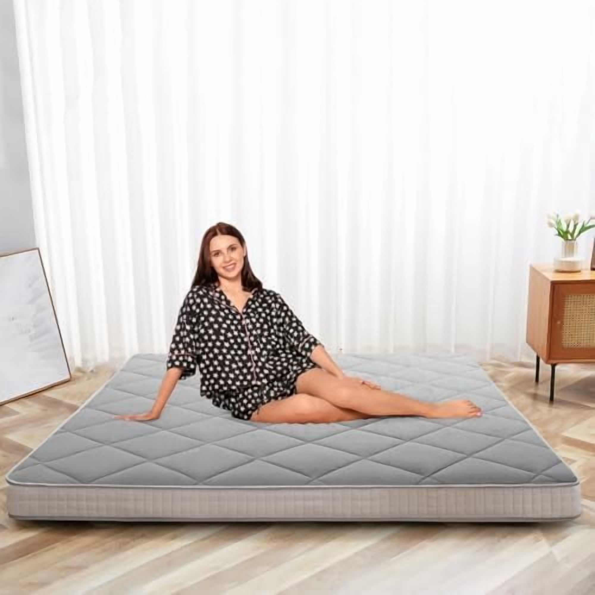 Japanese Floor Futon Mattress, 4" Thicken Roll up Sleeping Mattress ...