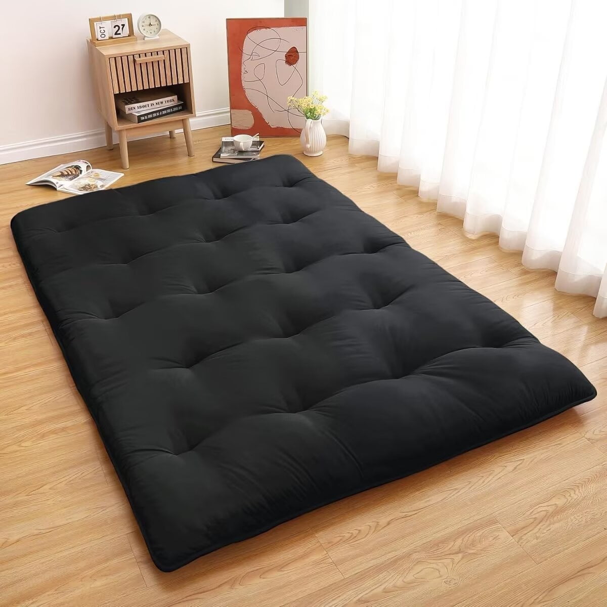 Japanese Floor Futon Mattress Full Size, Foldable & Portable Roll Up ...