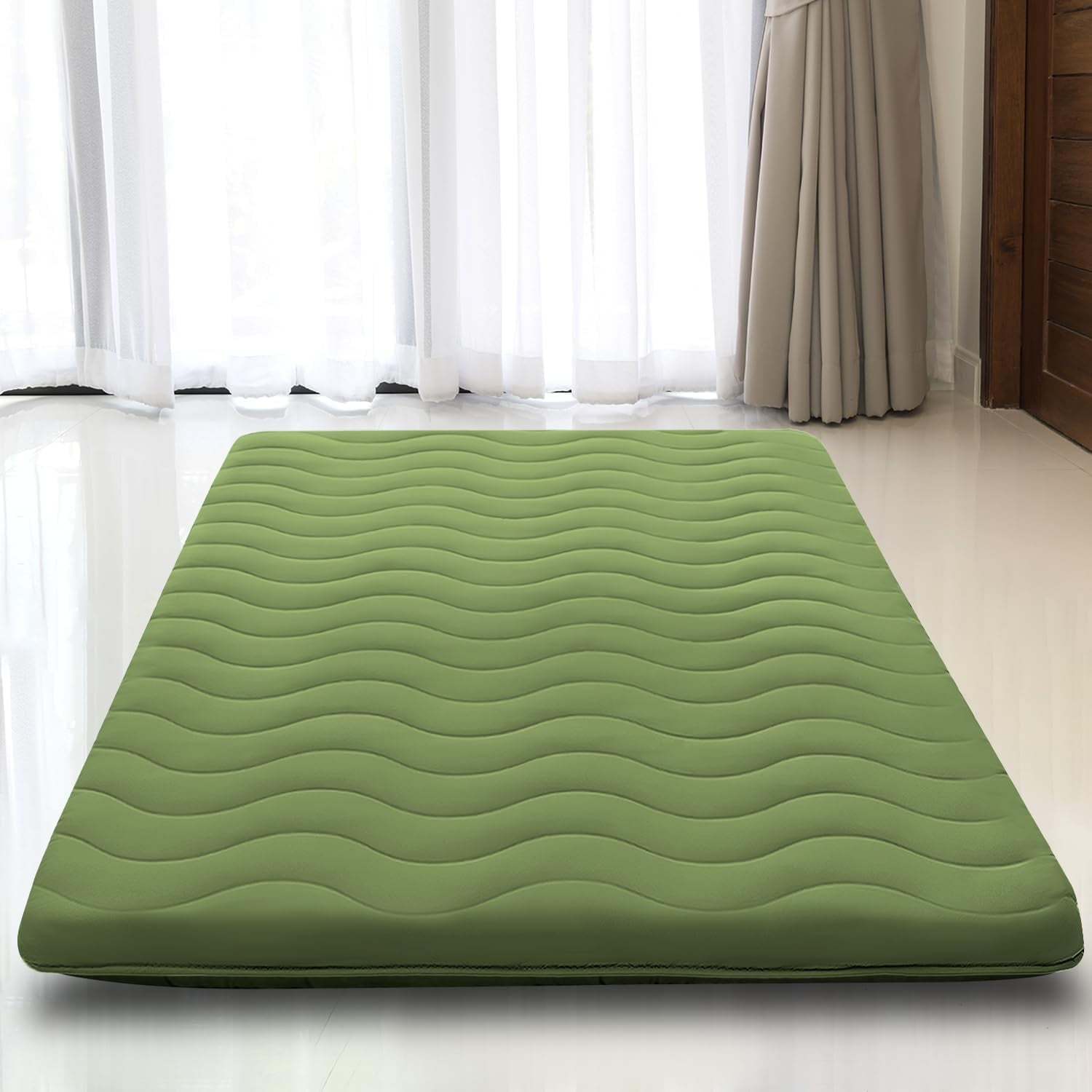 Japanese Floor Mattress, 100% High Density Comfortable Foam, 4" Thicken Foldable Mattress Tatami ...