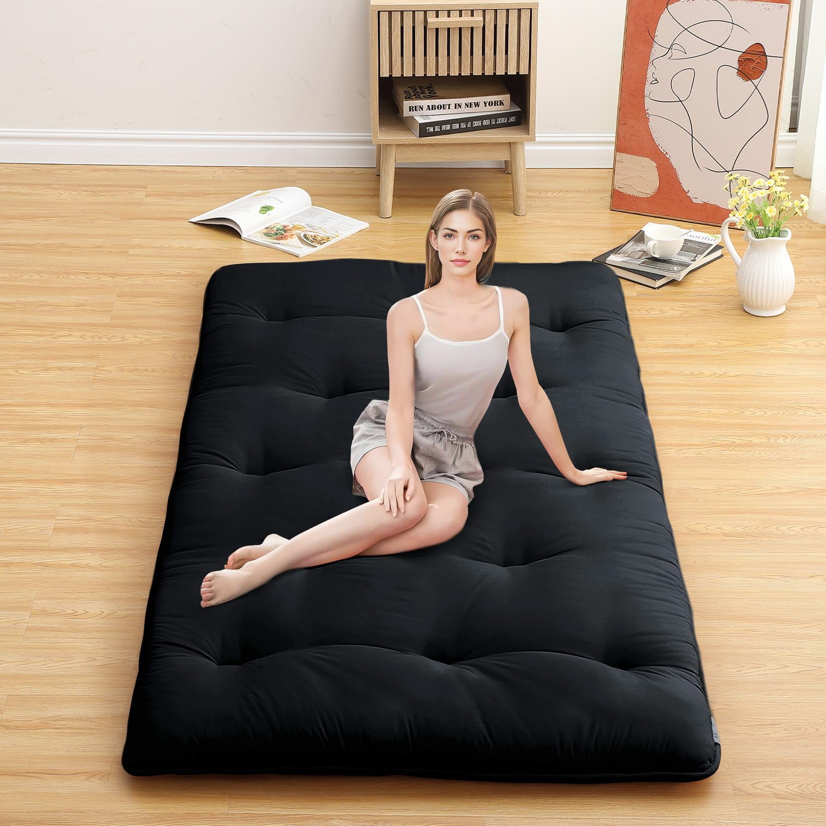 Japanese Floor Mattress for Adults Kids,Thicken Tatami Mat Sleeping Pad ...