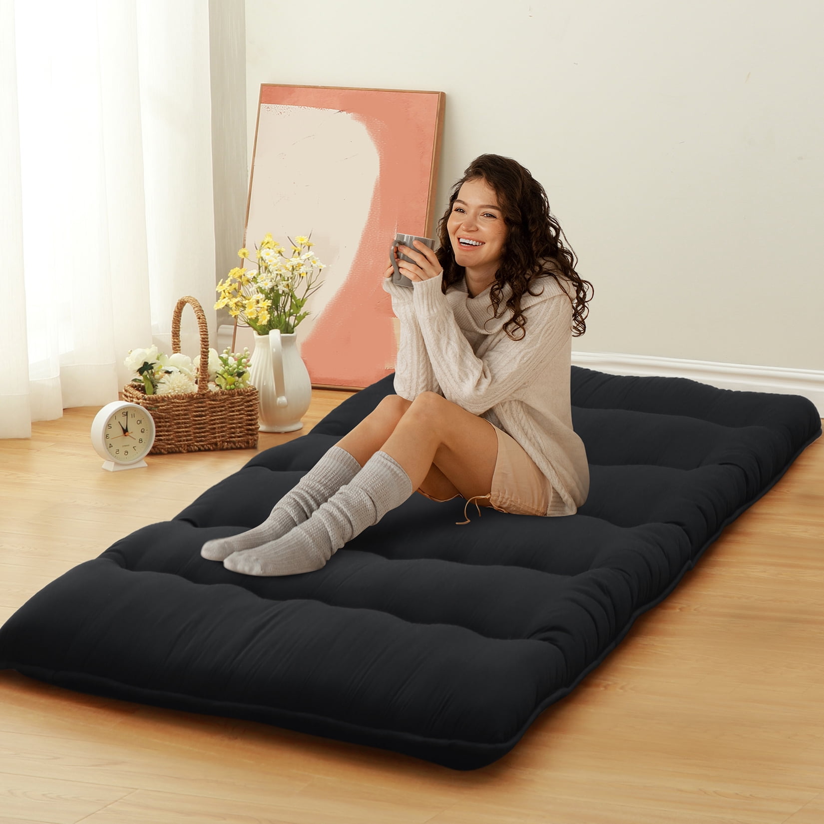 Japanese Floor Mattress Futon Mattress,3 '' Thicken Daybed Futon Roll ...